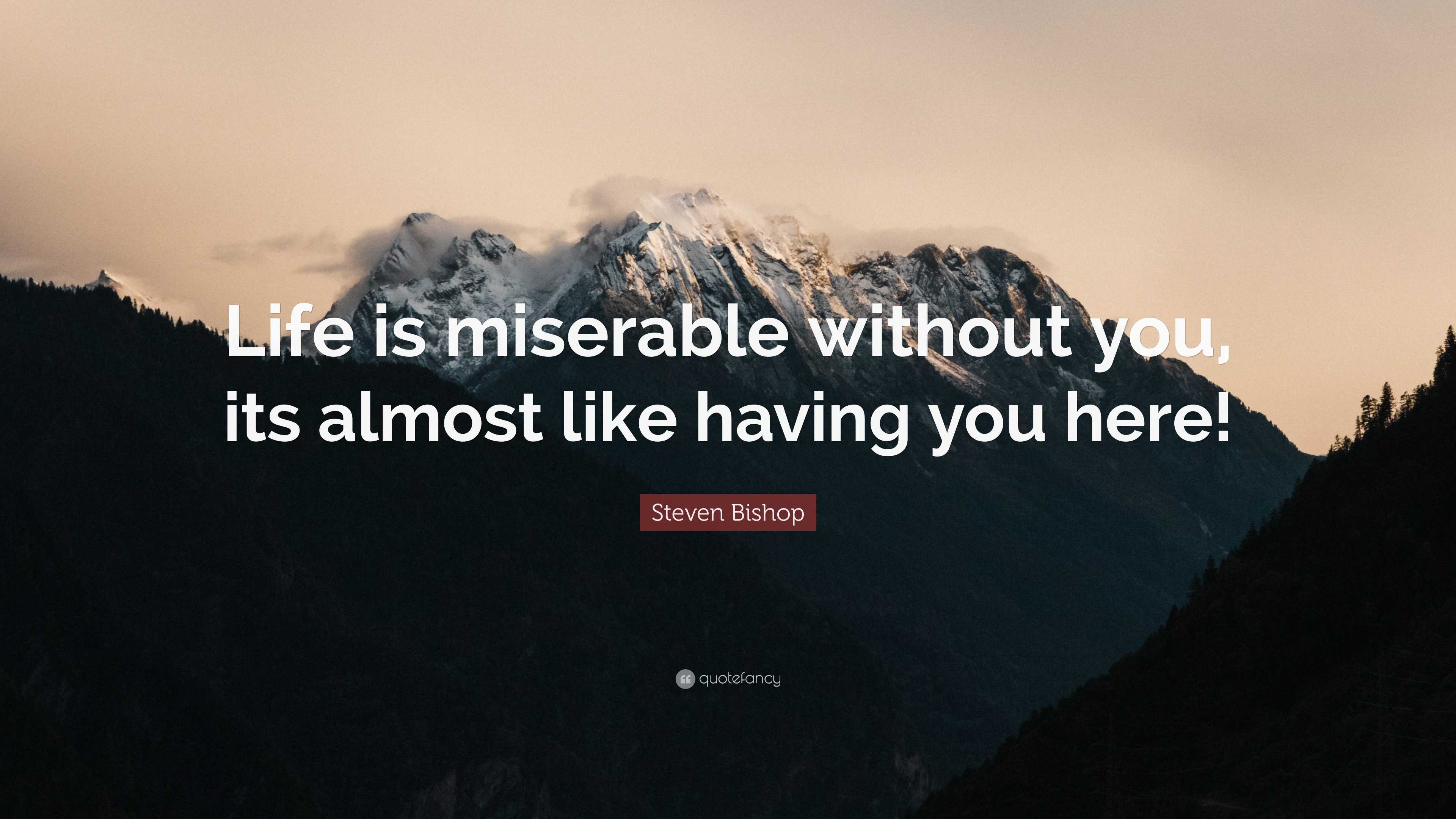 Steven Bishop Quote: “Life is miserable without you, its almost like ...