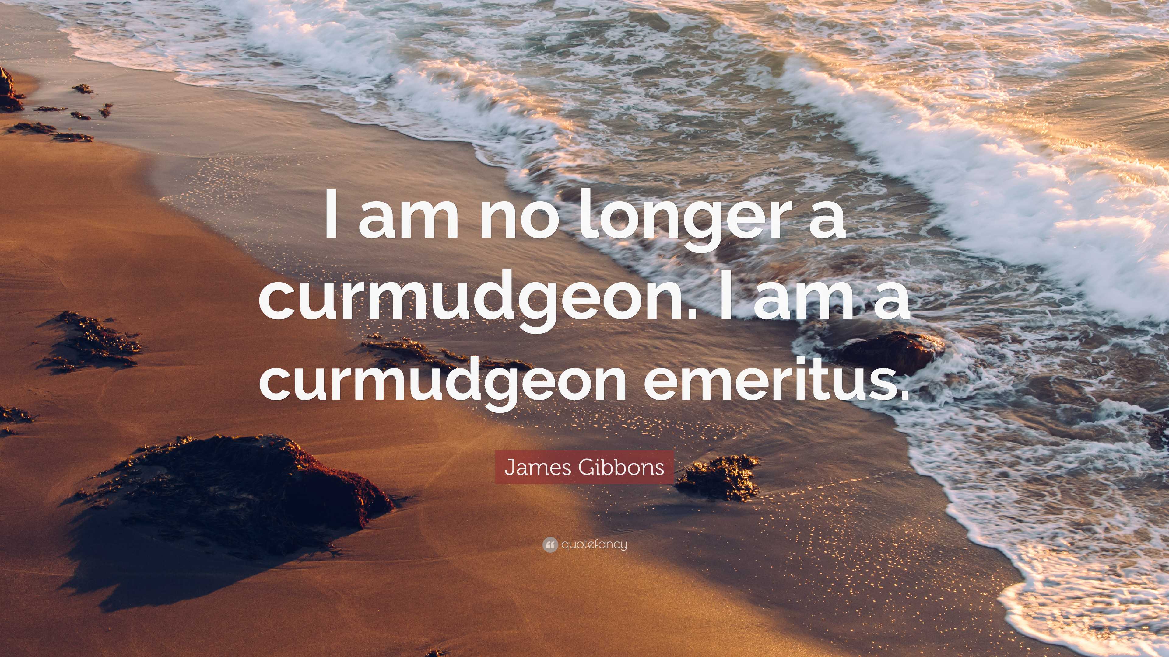 James Gibbons Quote: “I am no longer a curmudgeon. I am a curmudgeon ...