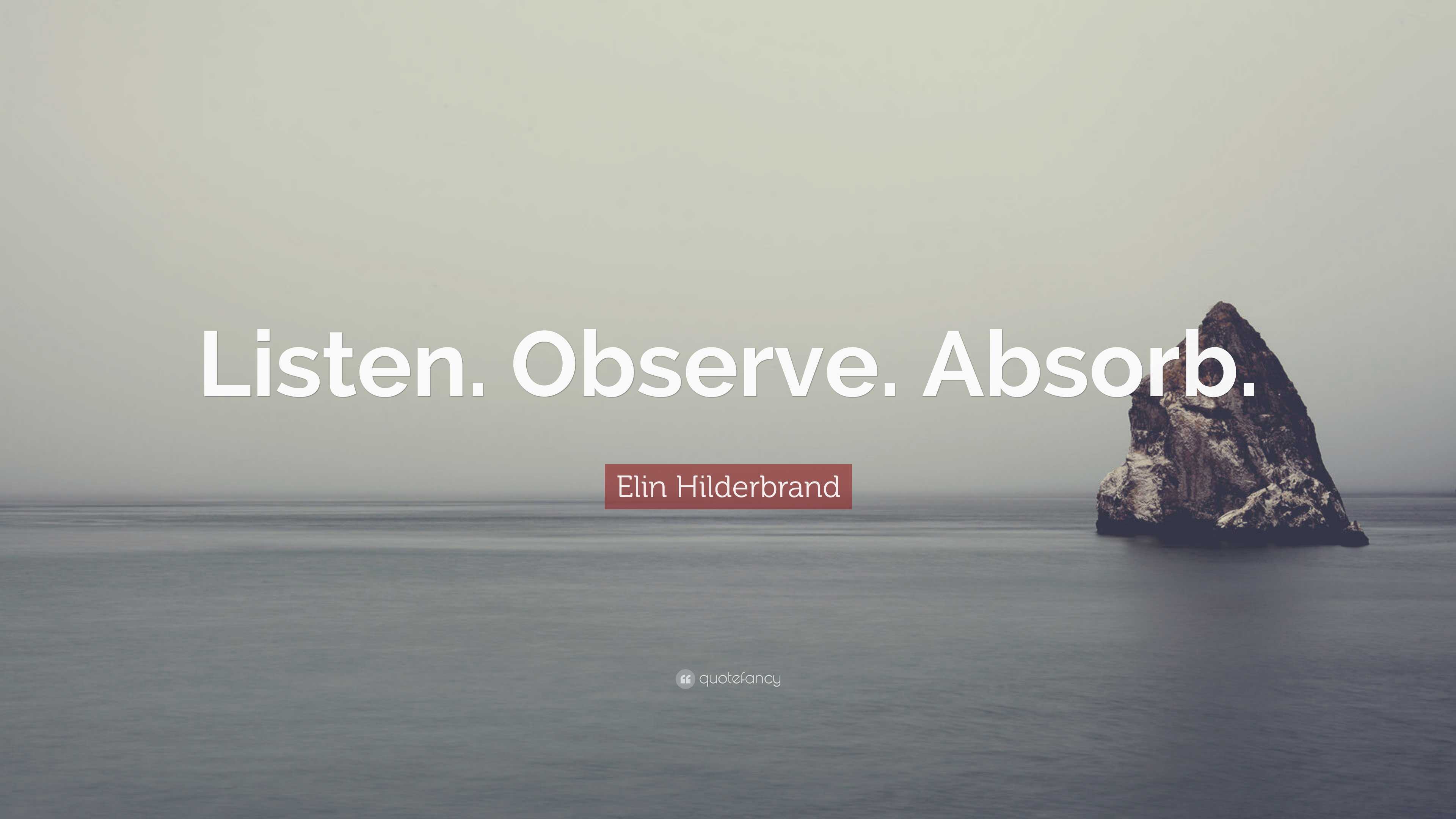 Elin Hilderbrand Quote: “Listen. Observe. Absorb.”