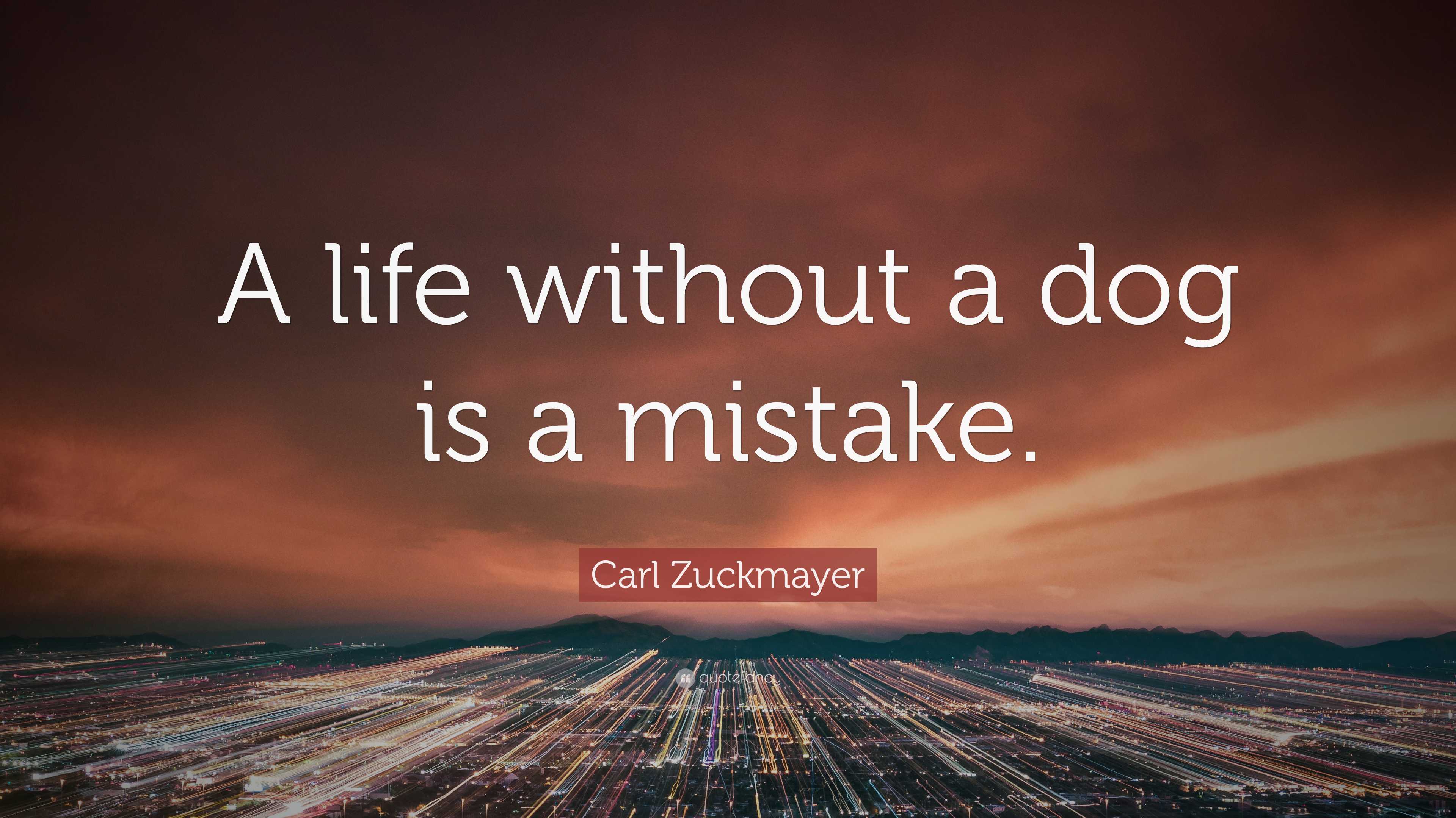 Carl Zuckmayer Quote: “A life without a dog is a mistake.”