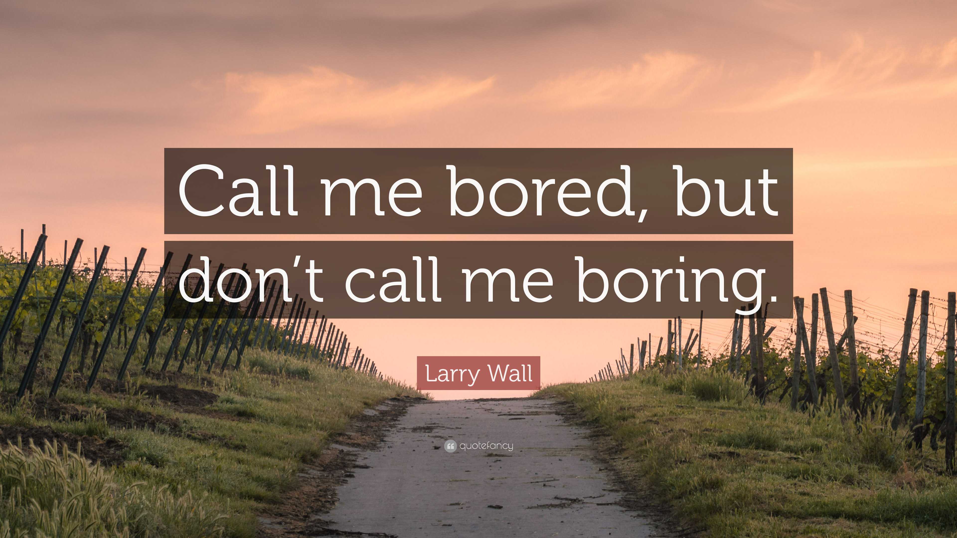 Larry Wall Quote: “Call me bored, but don’t call me boring.”