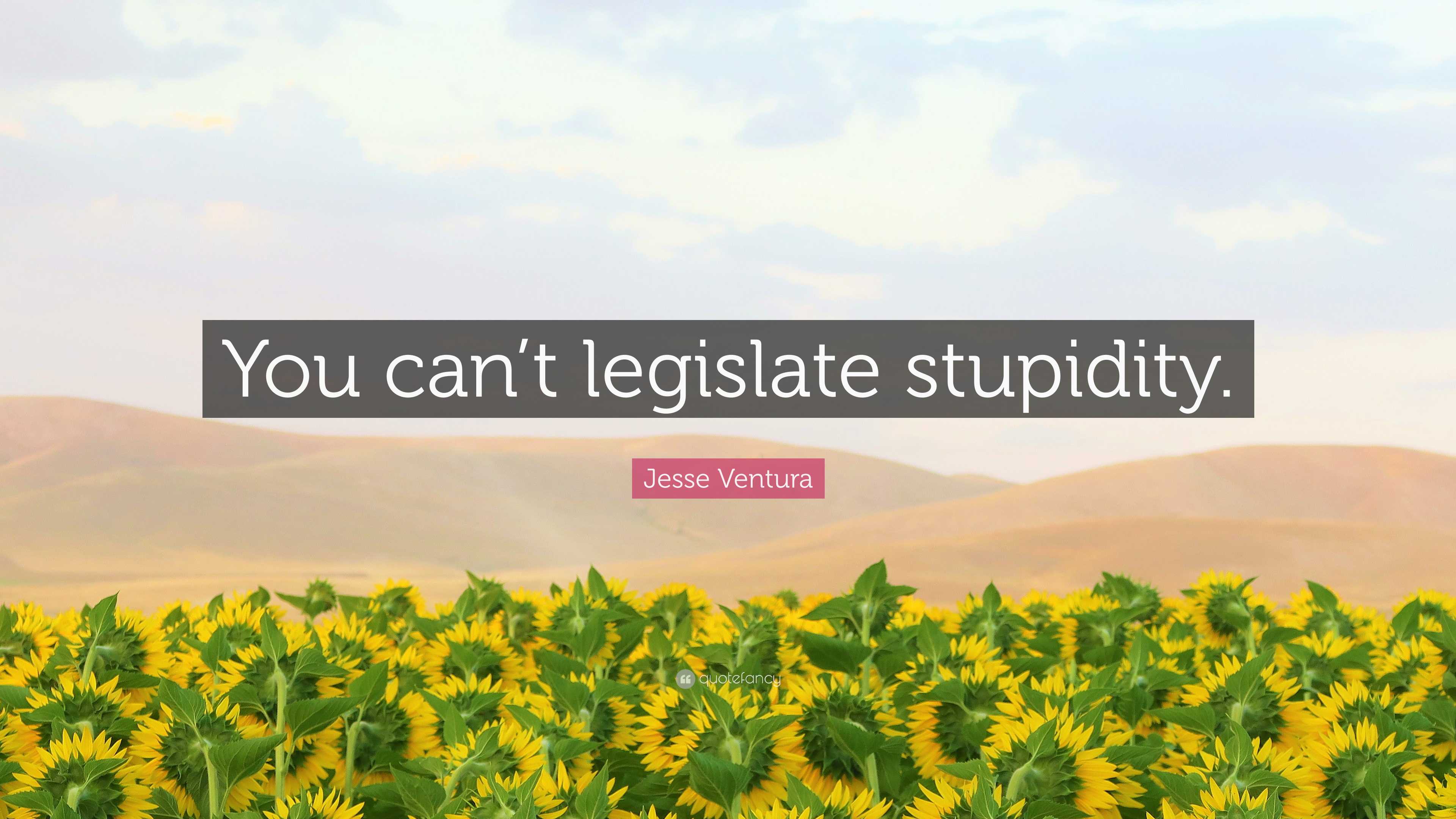 Jesse Ventura Quote: “You can’t legislate stupidity.”
