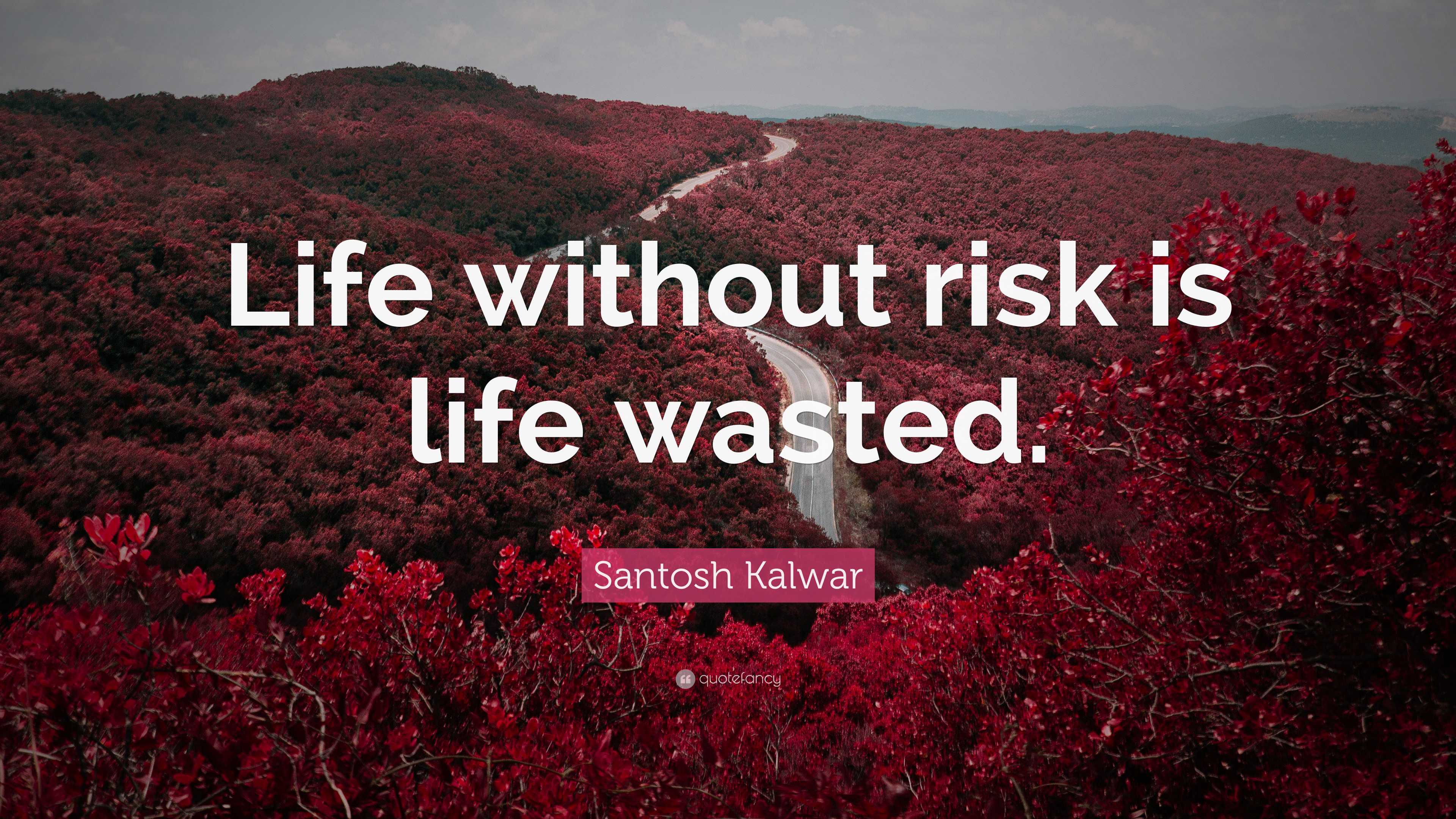 Santosh Kalwar Quote: “Life without risk is life wasted.”