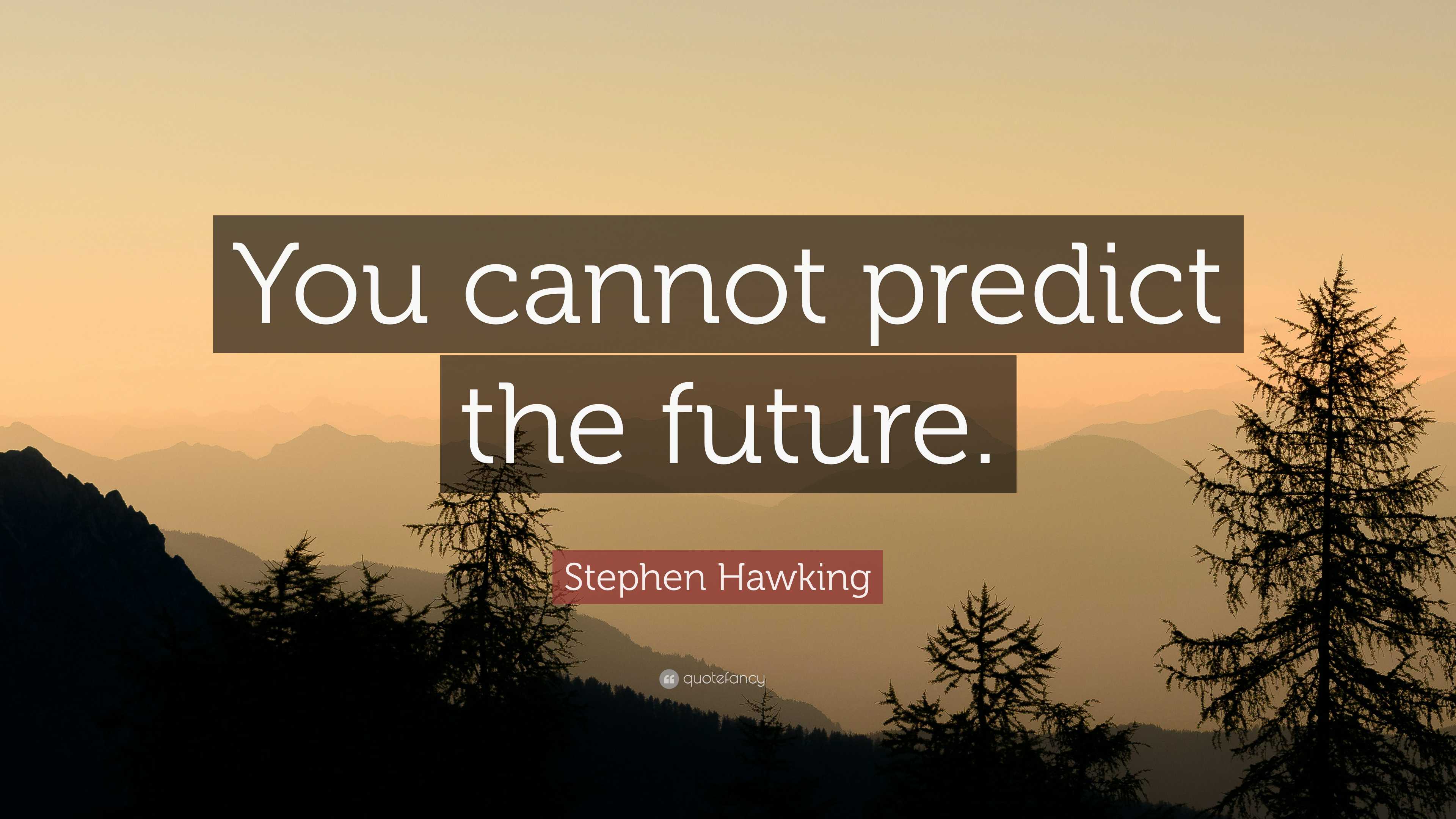Stephen Hawking Quote: “You cannot predict the future.”