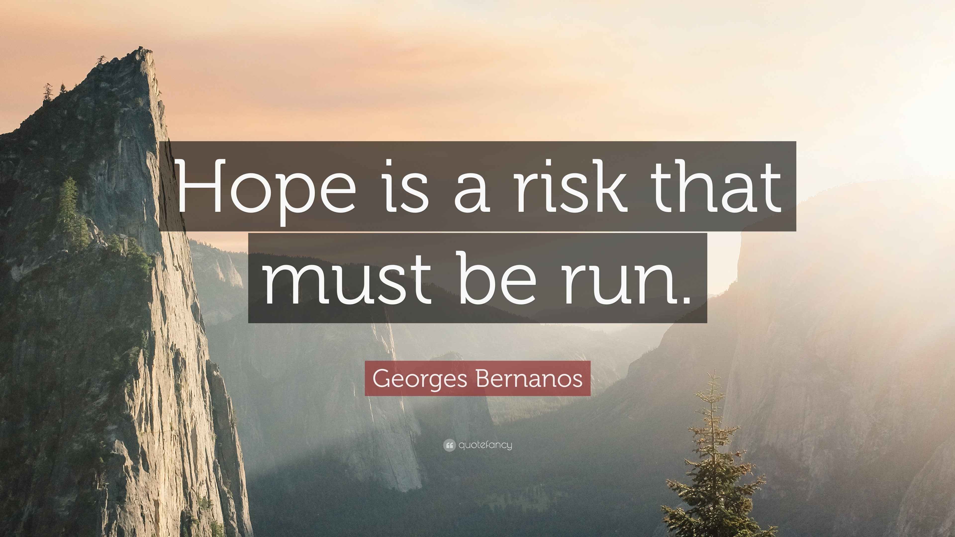 Georges Bernanos Quote: “Hope is a risk that must be run.”
