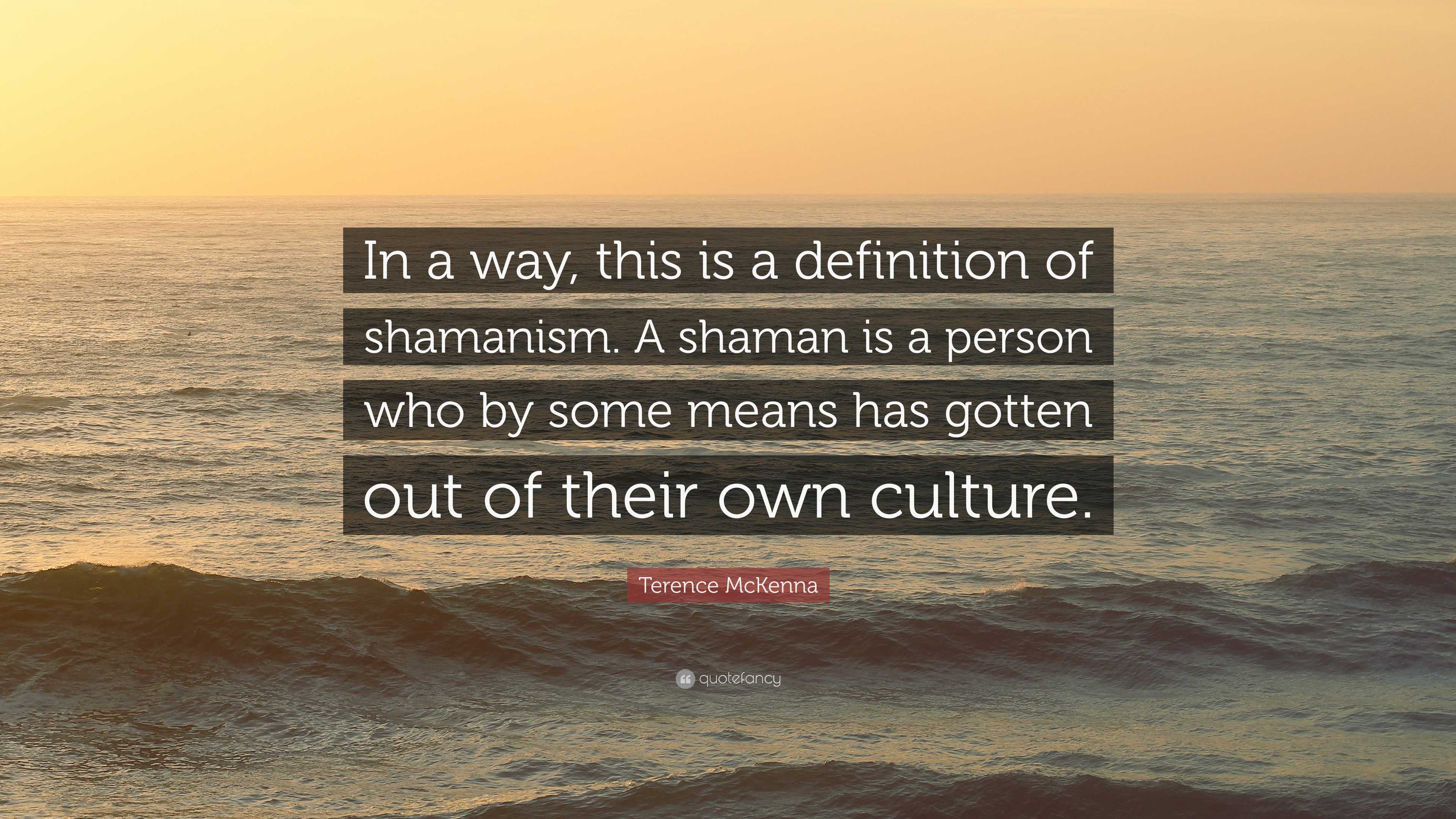 Terence McKenna Quote: “In a way, this is a definition of shamanism. A ...