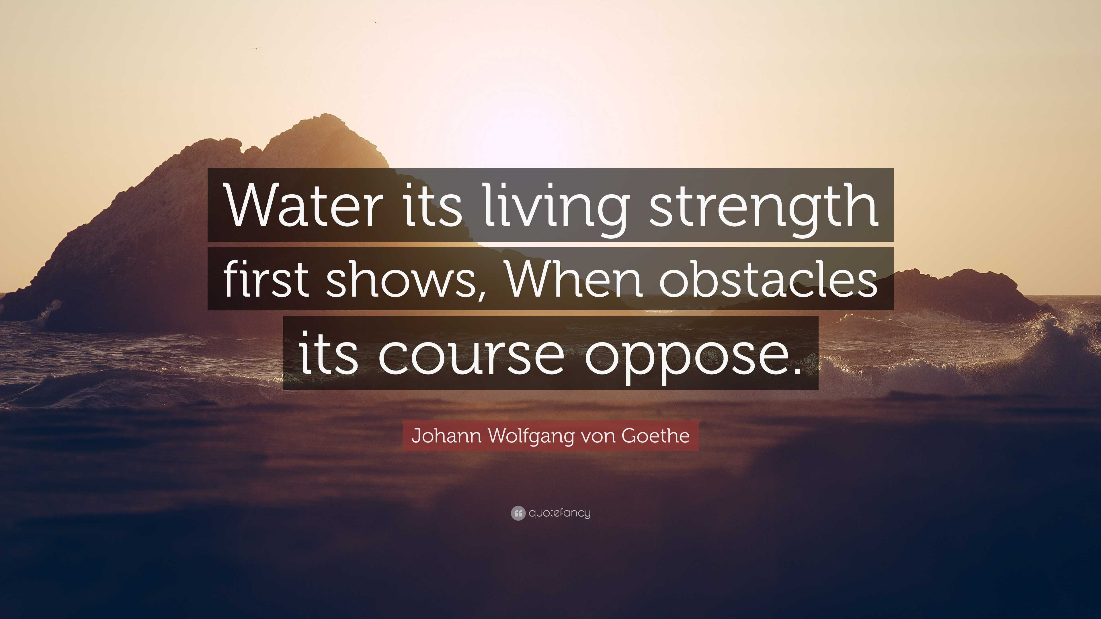 Johann Wolfgang von Goethe Quote: “Water its living strength first ...