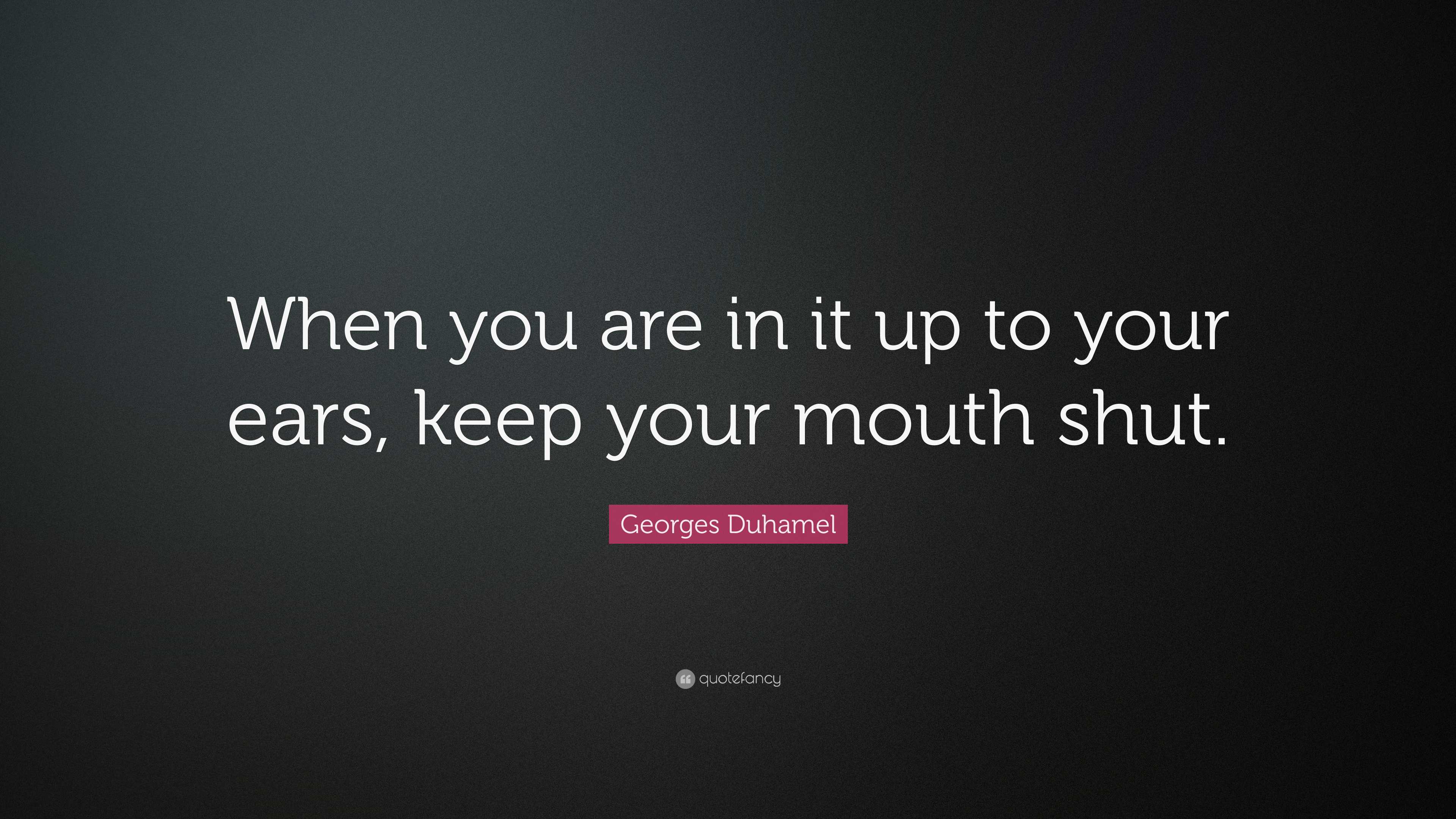 Georges Duhamel Quote: “When you are in it up to your ears, keep your ...