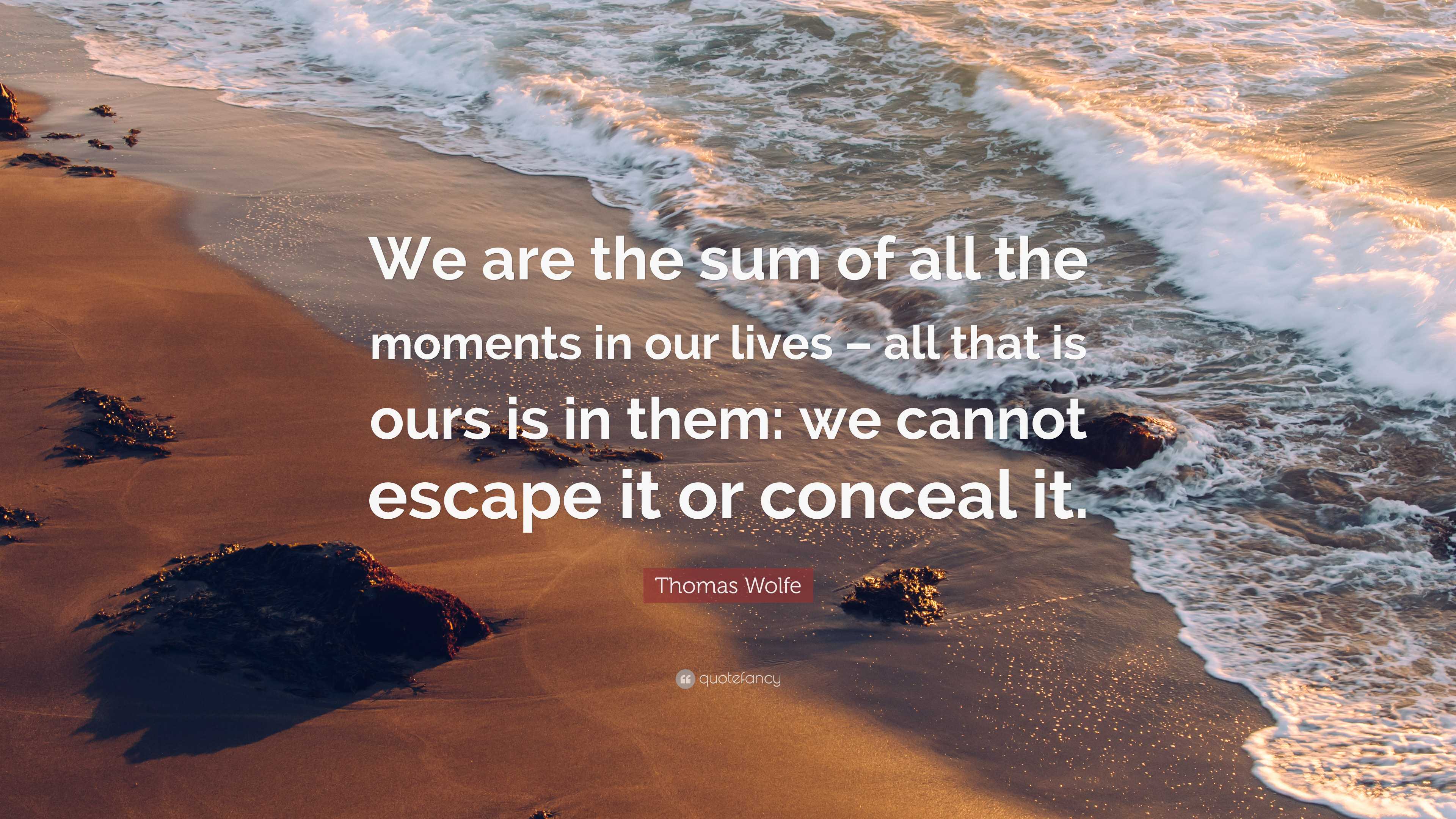 Thomas Wolfe Quote: “We are the sum of all the moments in our lives ...