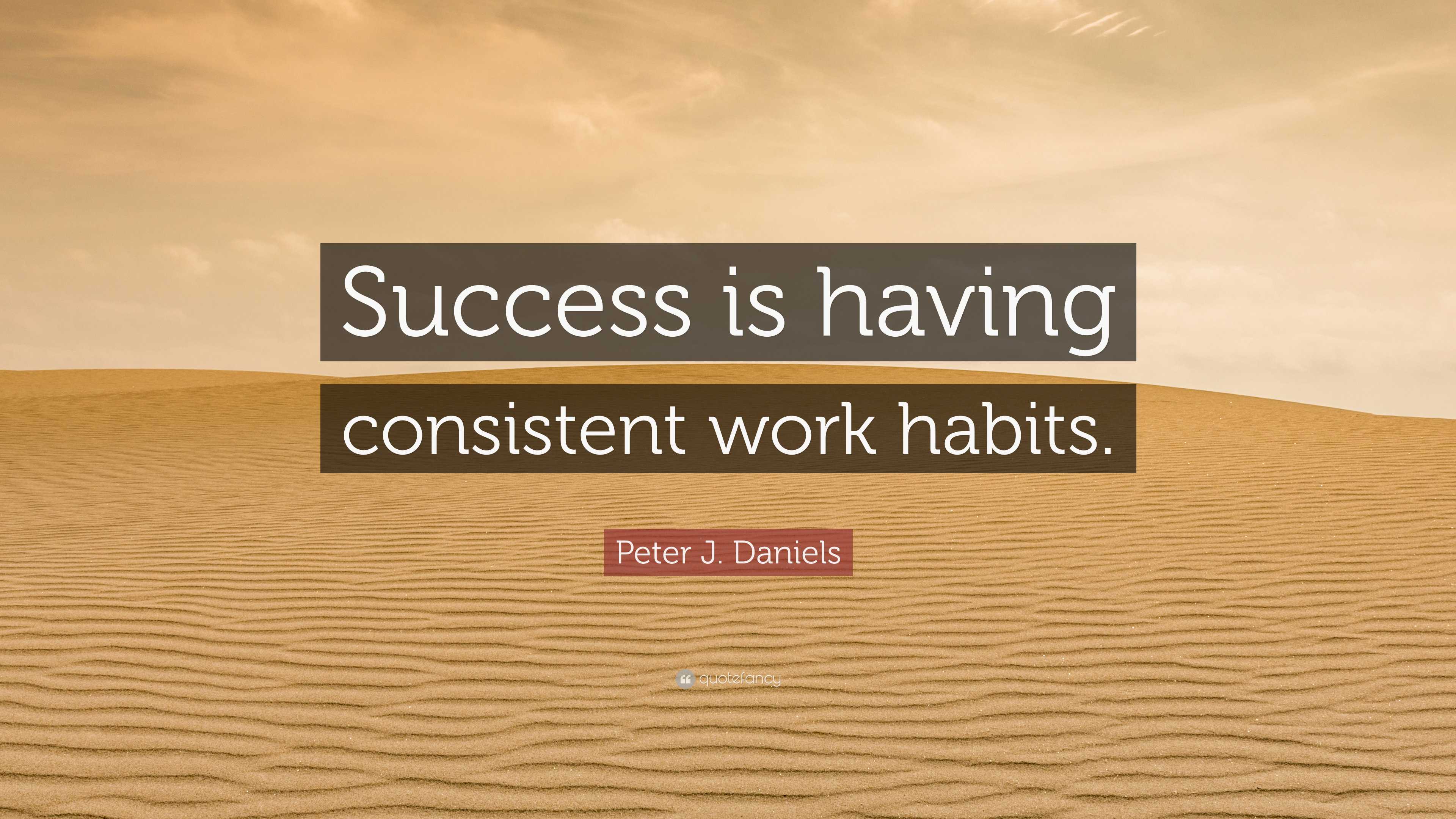 Peter J. Daniels Quote: “Success is having consistent work habits.”