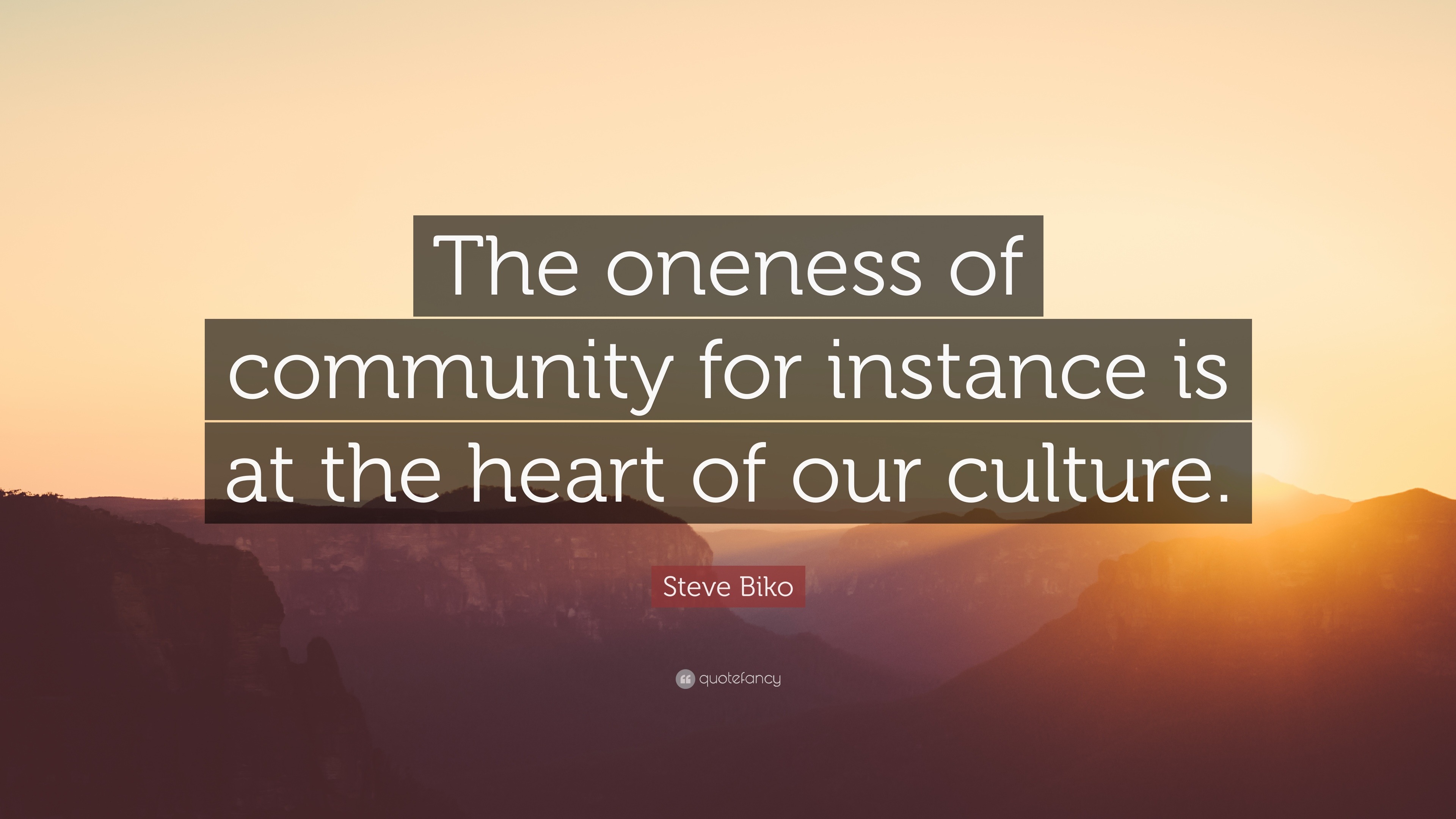 Steve Biko Quote: “The oneness of community for instance is at the ...