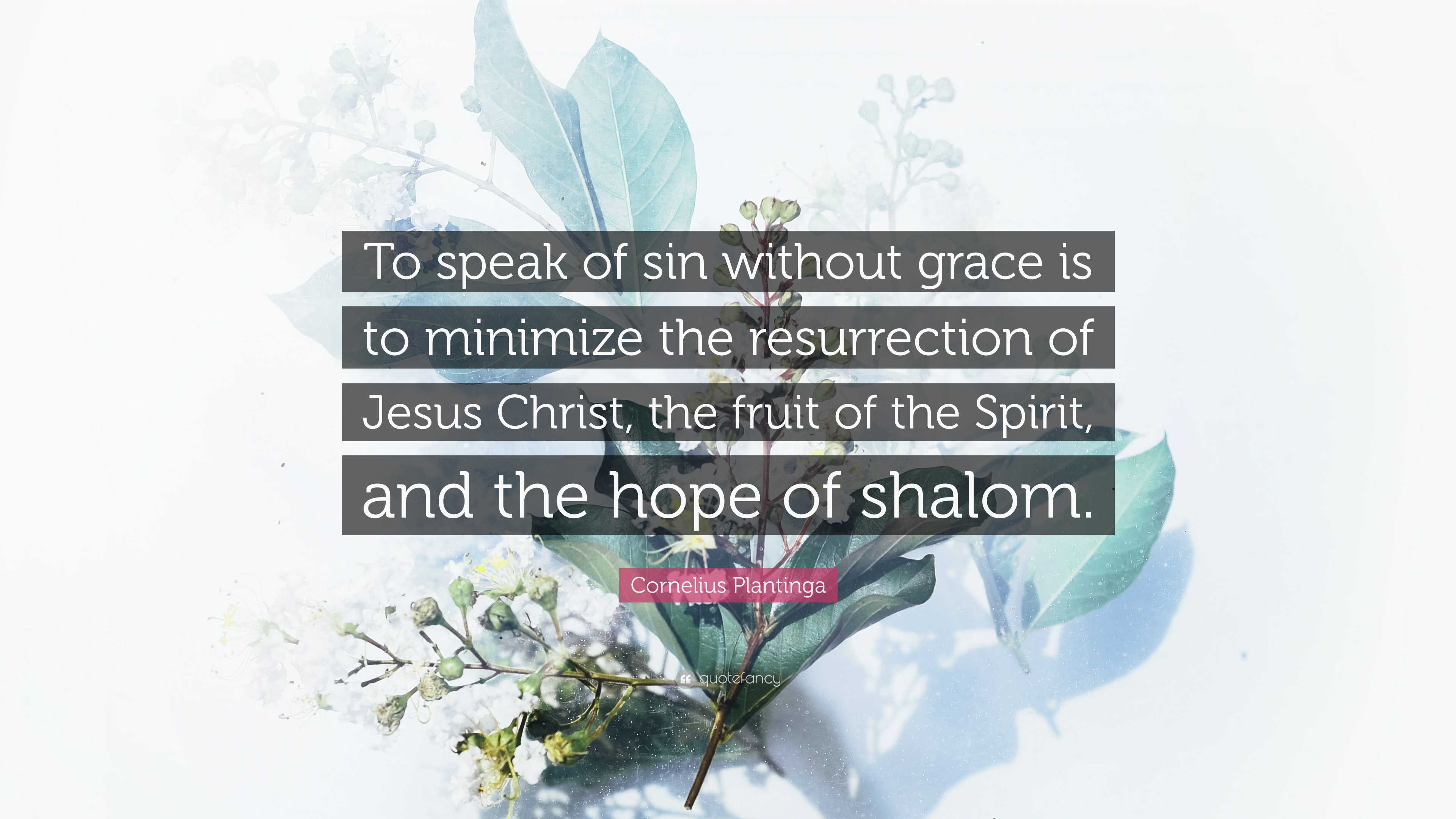 Cornelius Plantinga Quote: “To speak of sin without grace is to ...