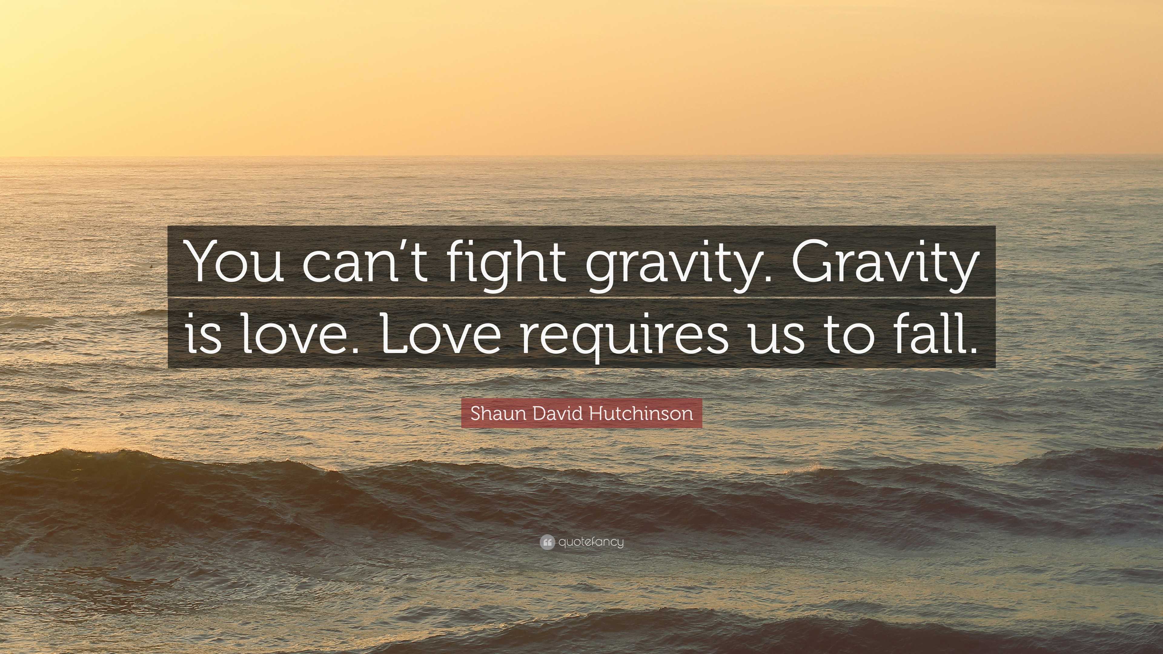 Shaun David Hutchinson Quote: “You can’t fight gravity. Gravity is love ...