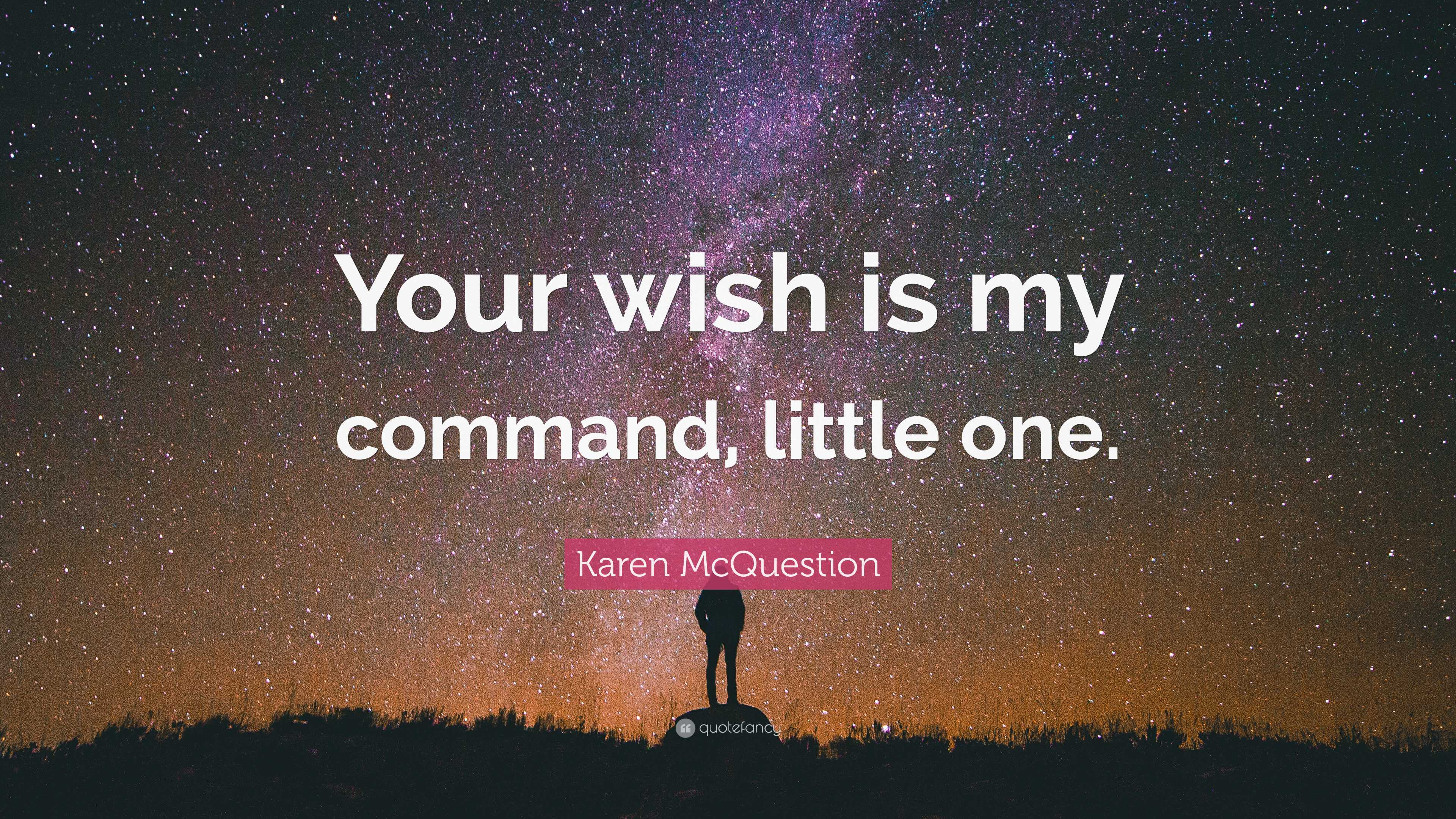 Karen McQuestion Quote: “Your wish is my command, little one.”