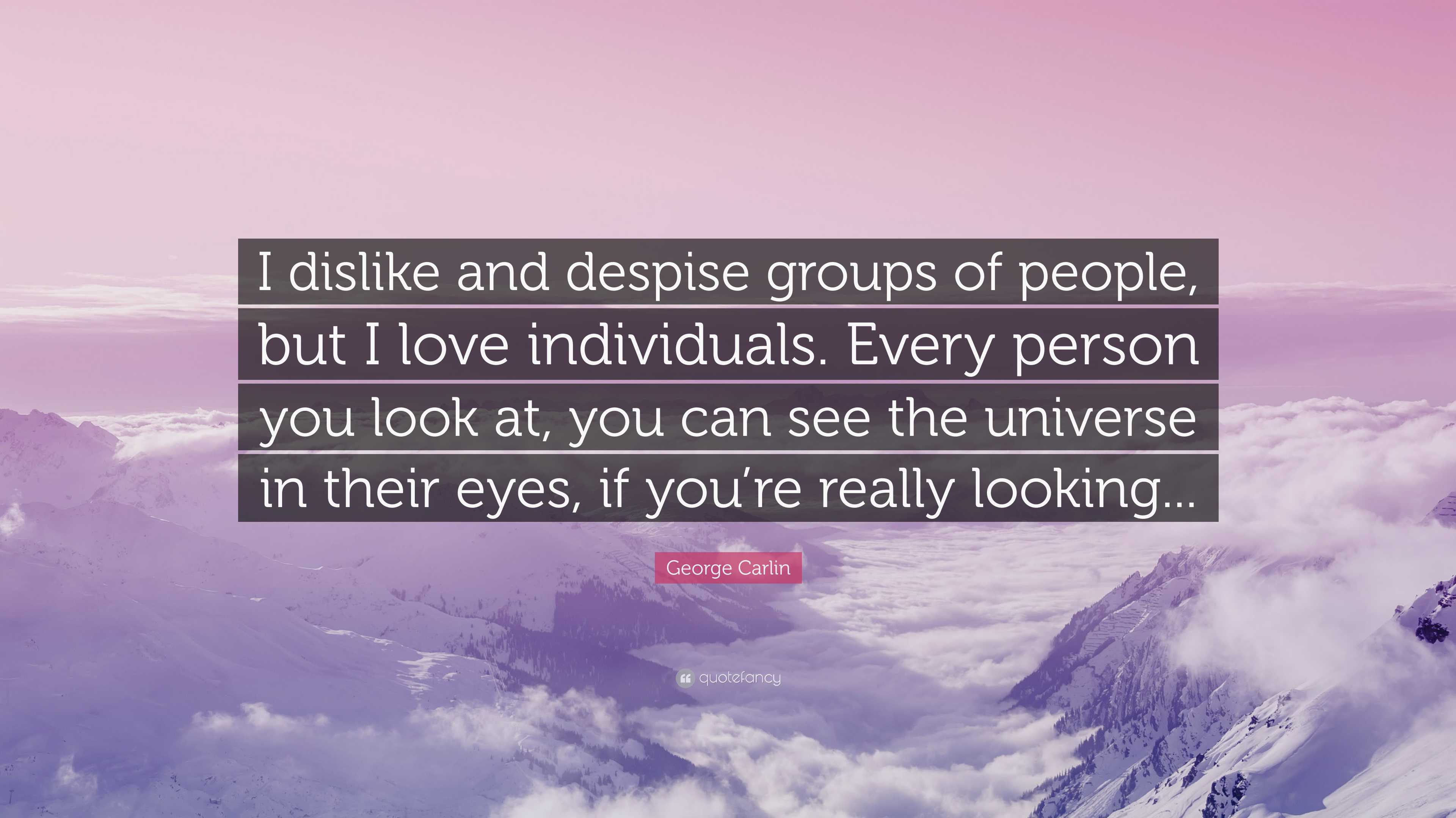 George Carlin Quote: “I dislike and despise groups of people, but I ...