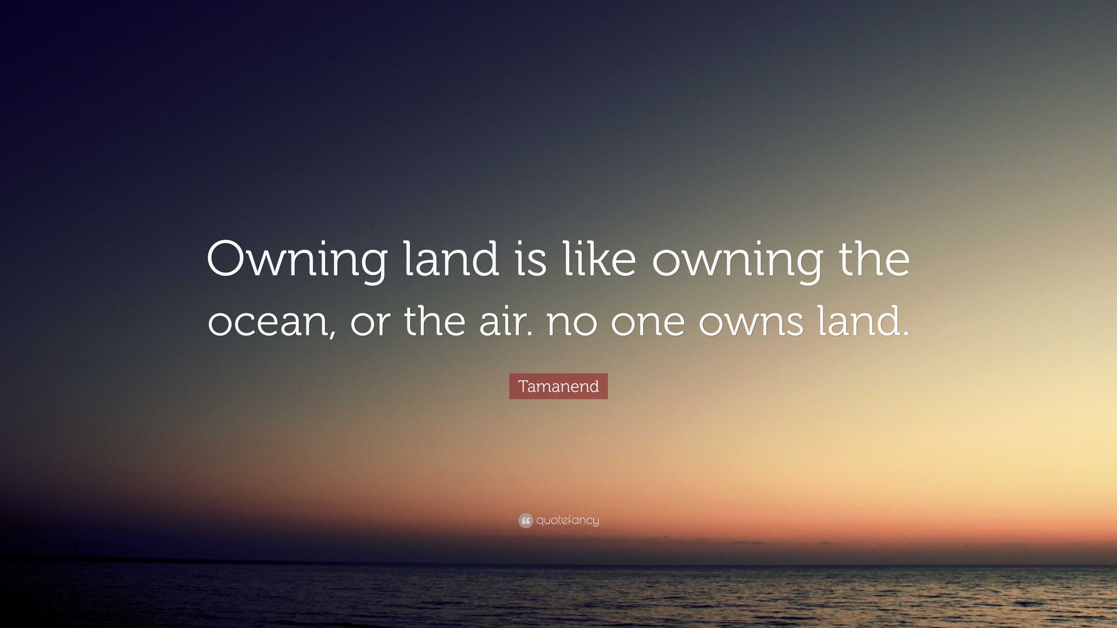 Tamanend Quote: “Owning land is like owning the ocean, or the air. no ...