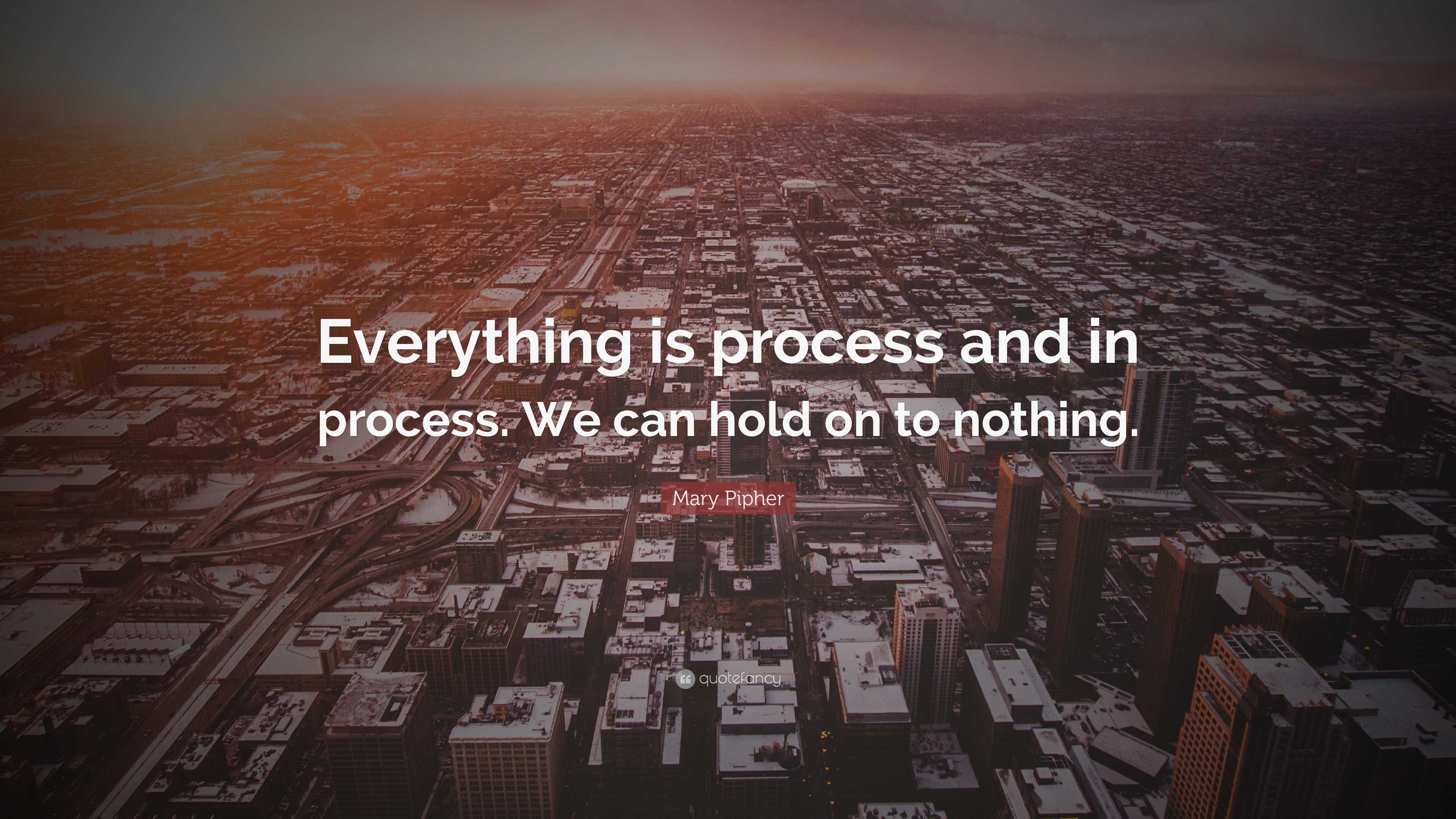 Mary Pipher Quote: “Everything is process and in process. We can hold ...