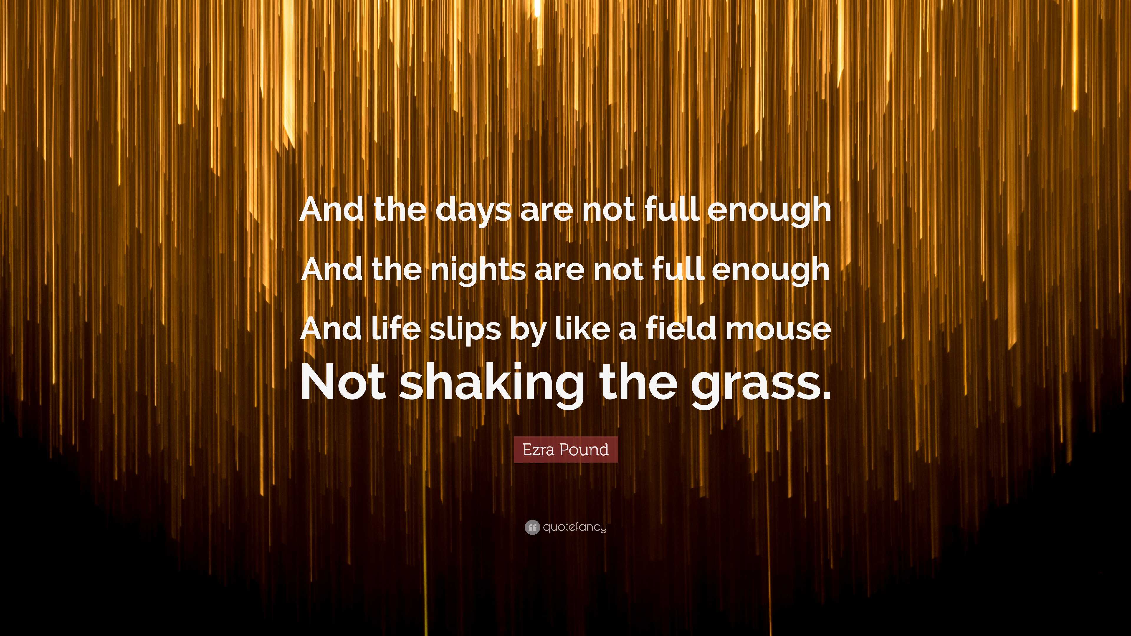Ezra Pound Quote: “And the days are not full enough And the nights are ...