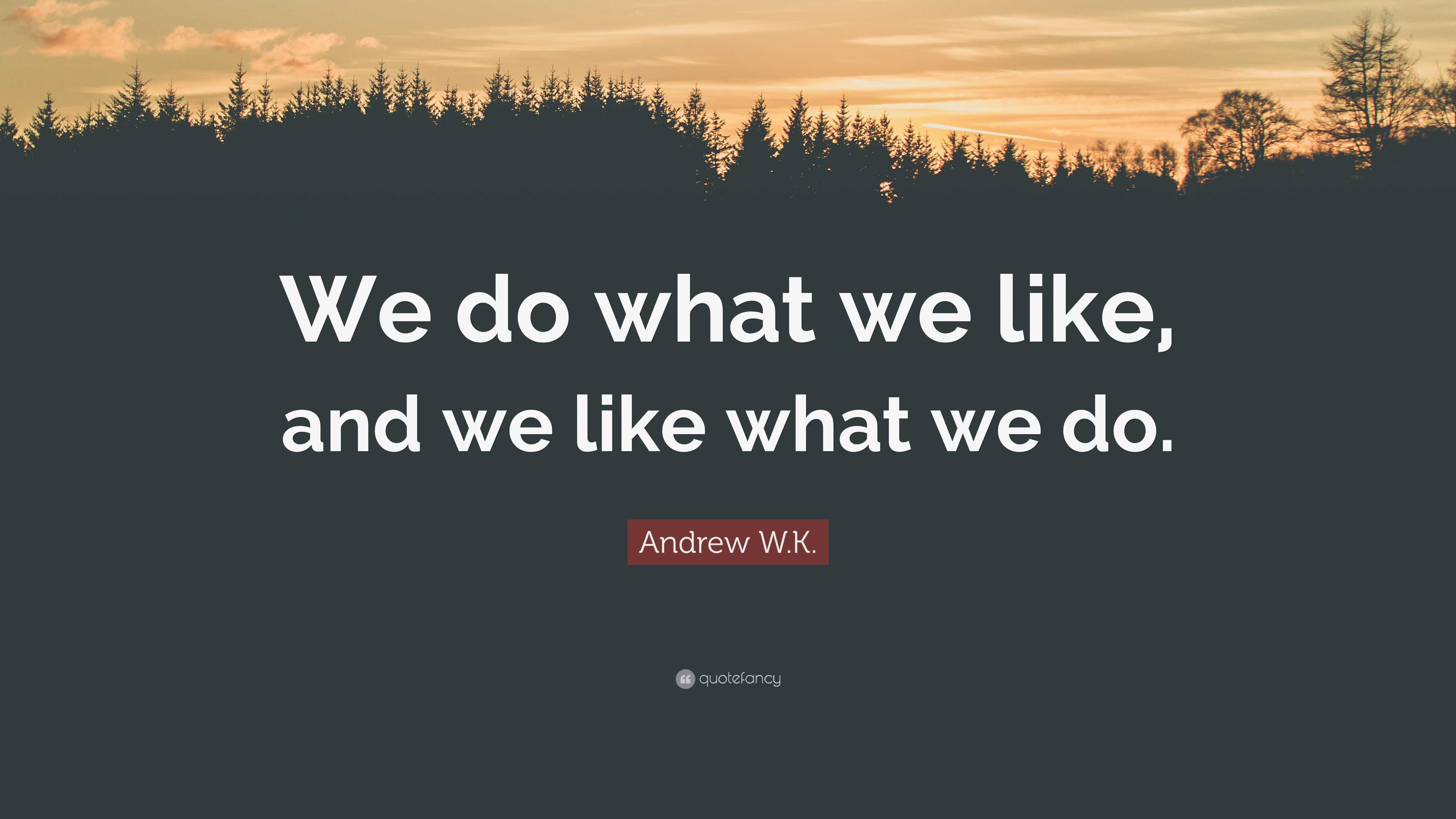 Andrew W.K. Quote: “We do what we like, and we like what we do.”