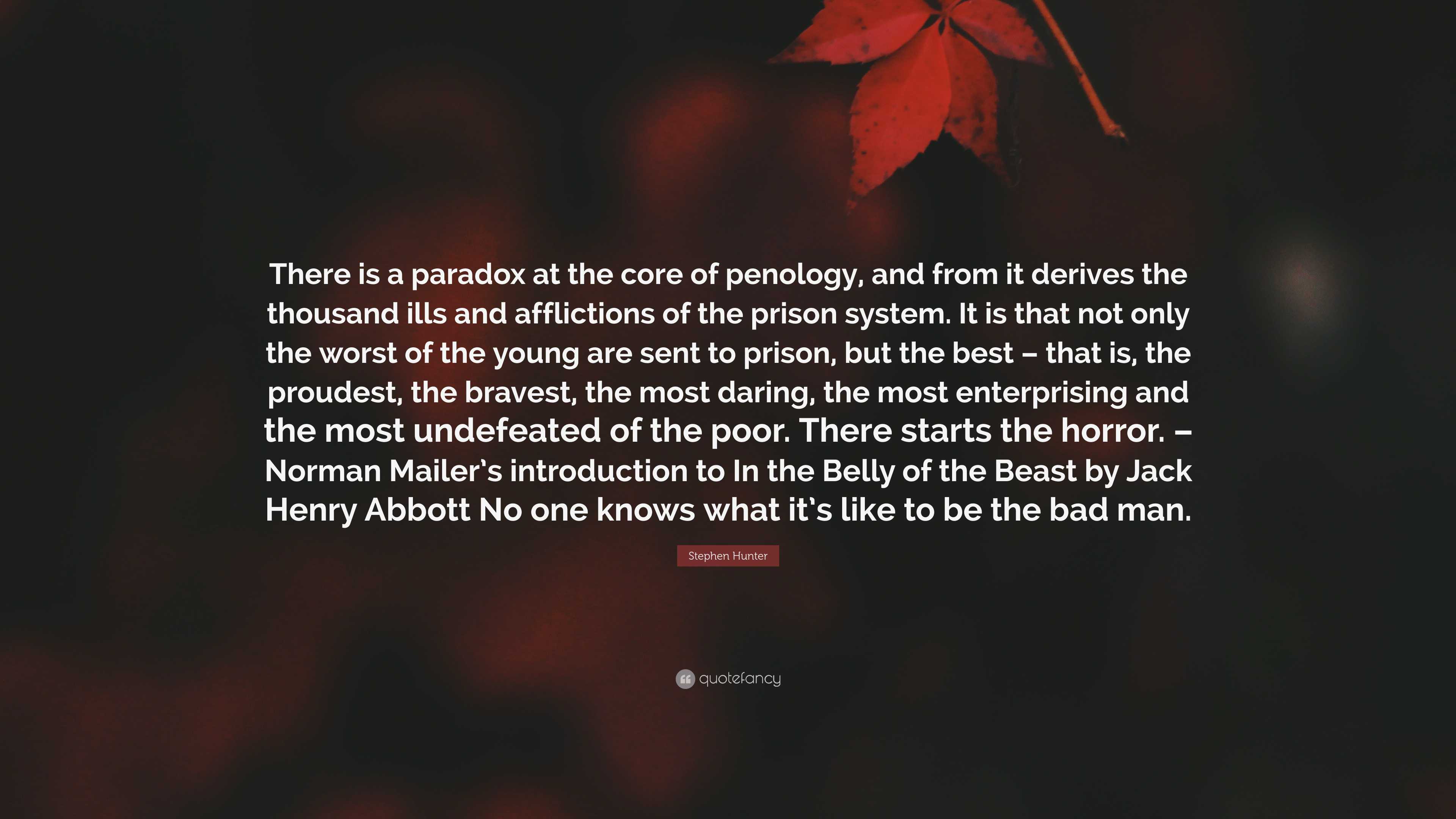 Stephen Hunter Quote: “There is a paradox at the core of penology, and ...