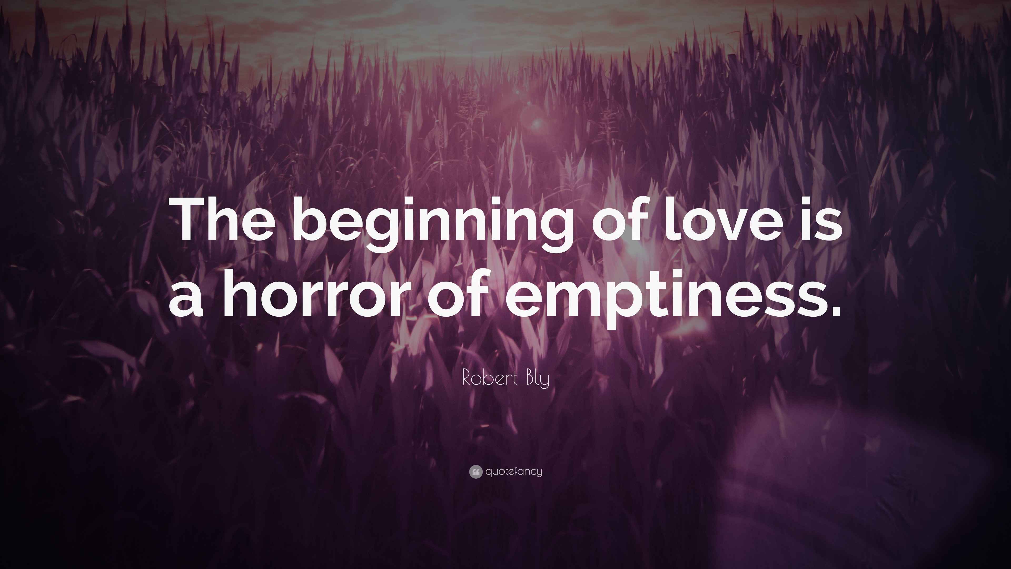 Robert Bly Quote: “The beginning of love is a horror of emptiness.”