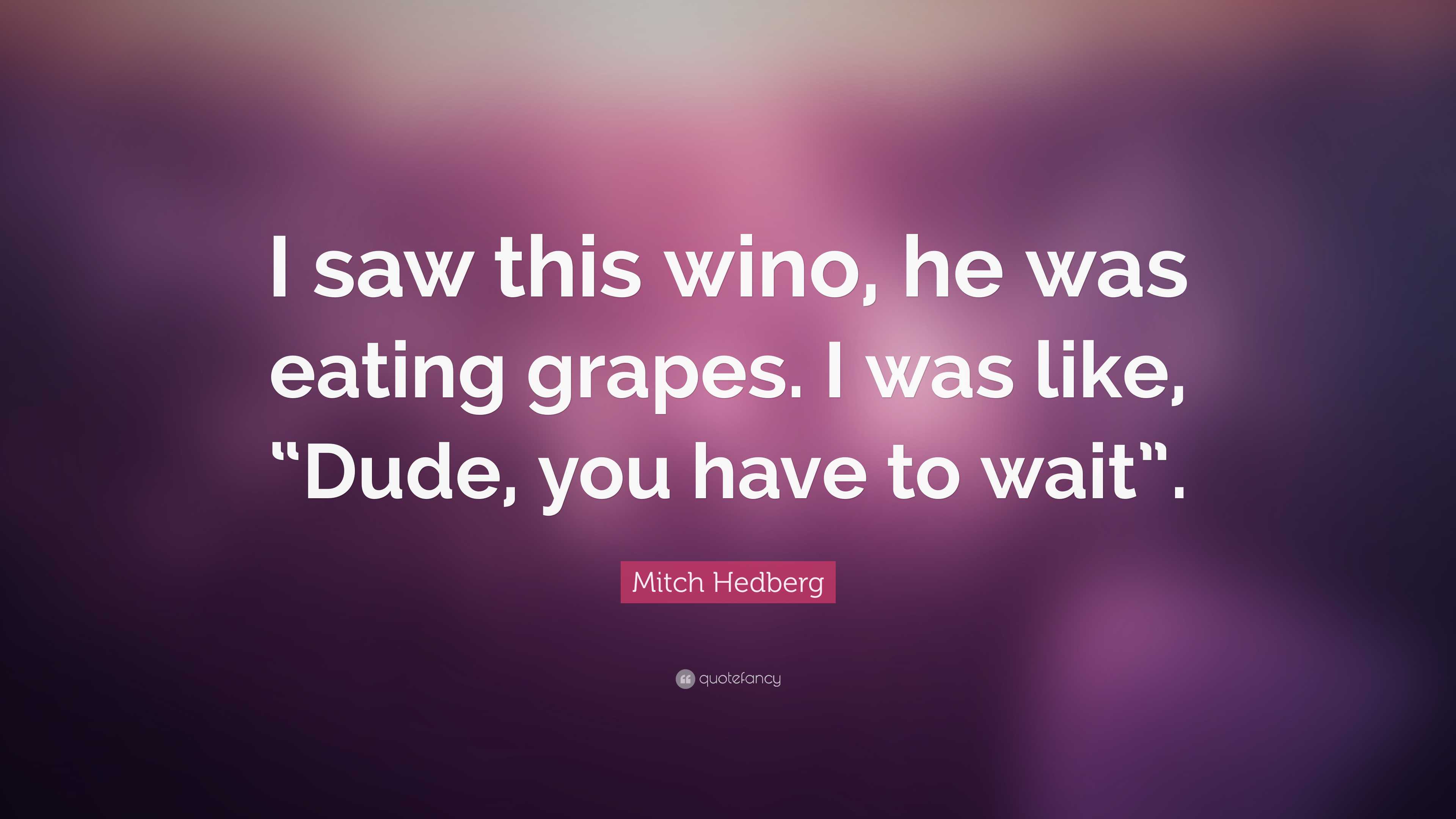 Mitch Hedberg Quote: “I saw this wino, he was eating grapes. I was like ...