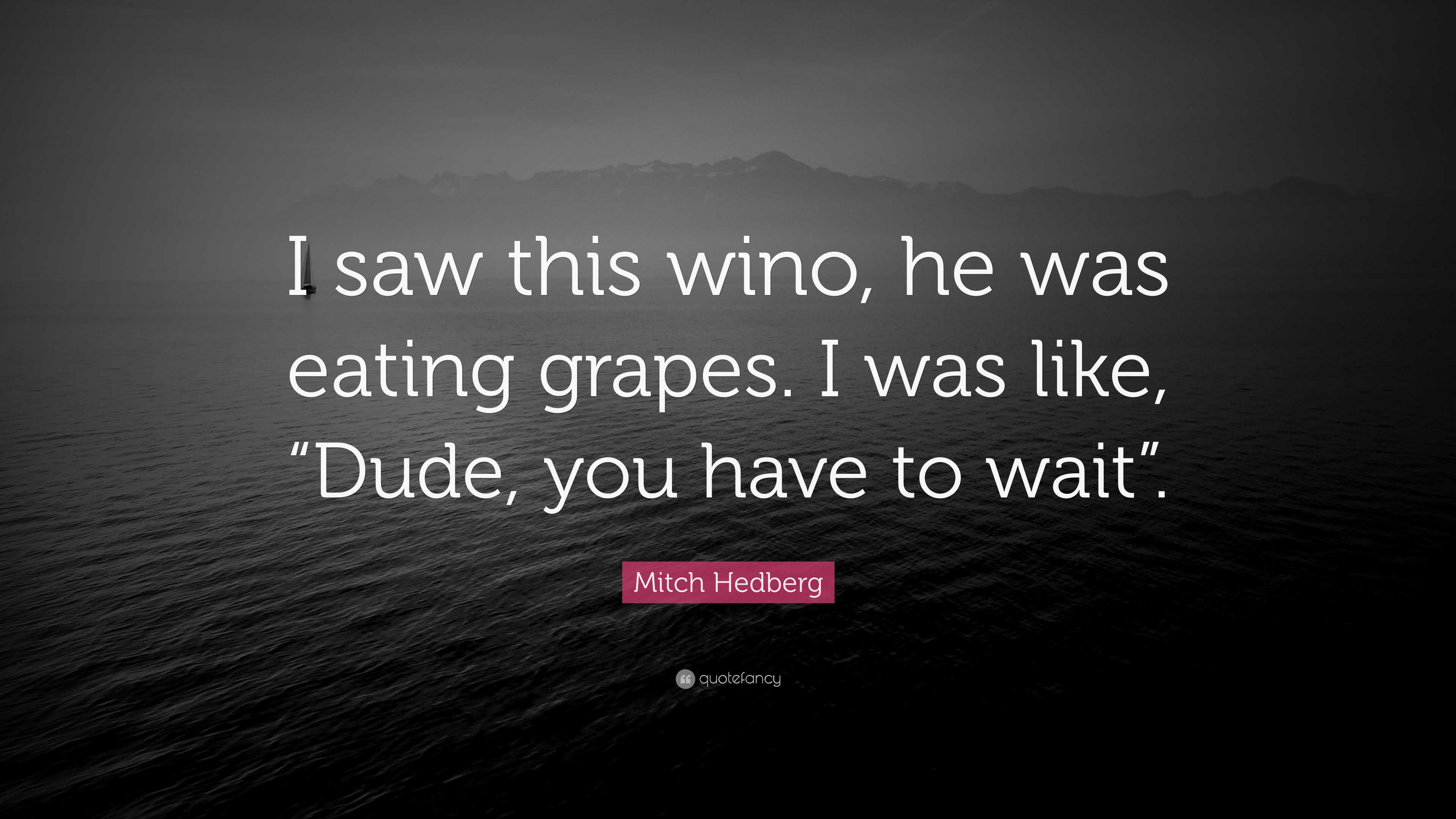 Mitch Hedberg Quote: “I saw this wino, he was eating grapes. I was like ...