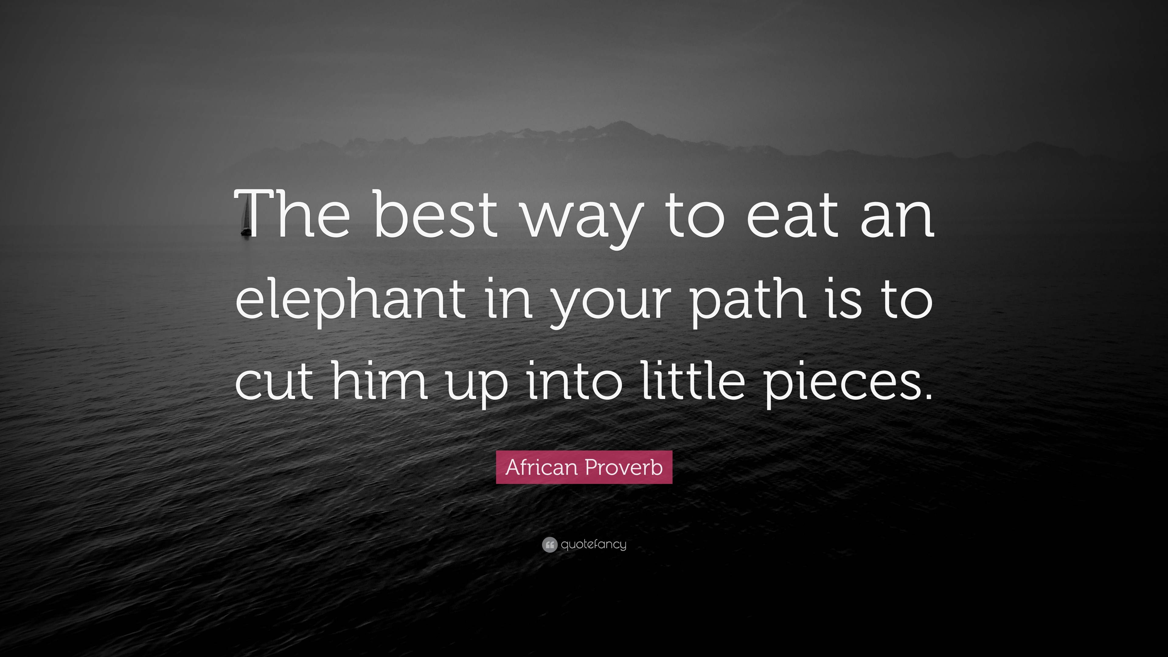African Proverb Quote: “The best way to eat an elephant in your path is ...