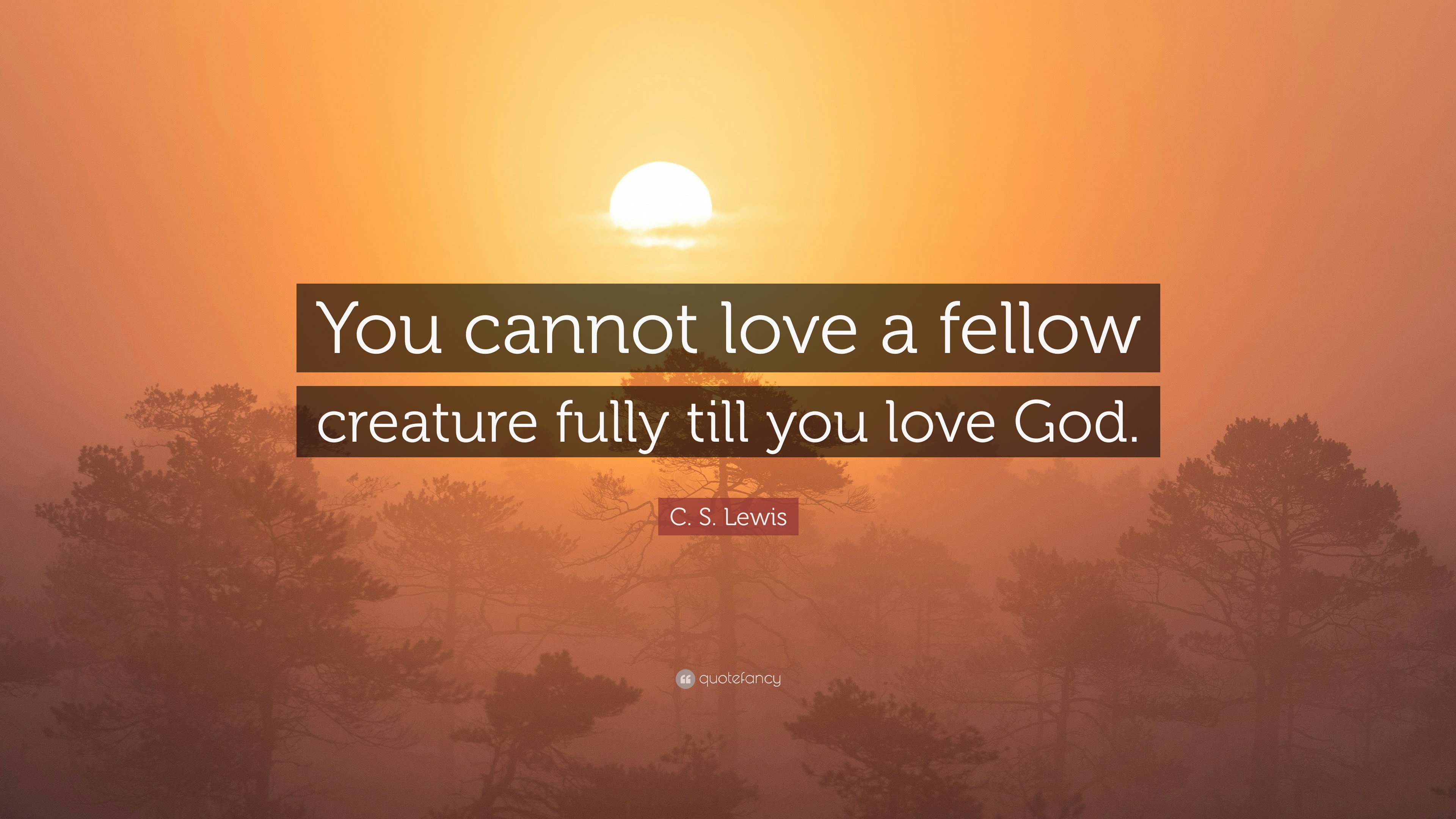 C. S. Lewis Quote: “You cannot love a fellow creature fully till you ...