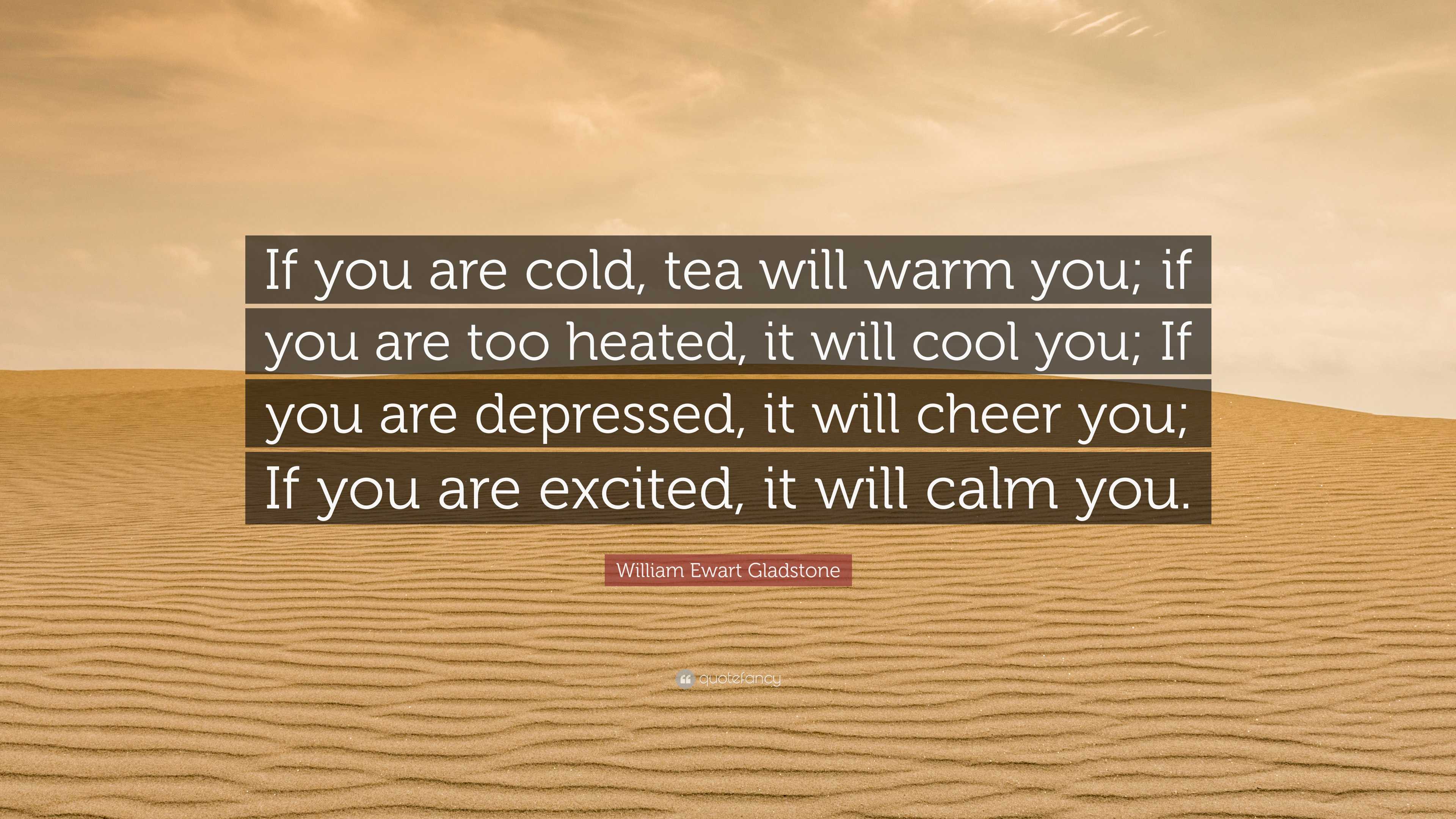 William Ewart Gladstone Quote: “If you are cold, tea will warm you; if ...