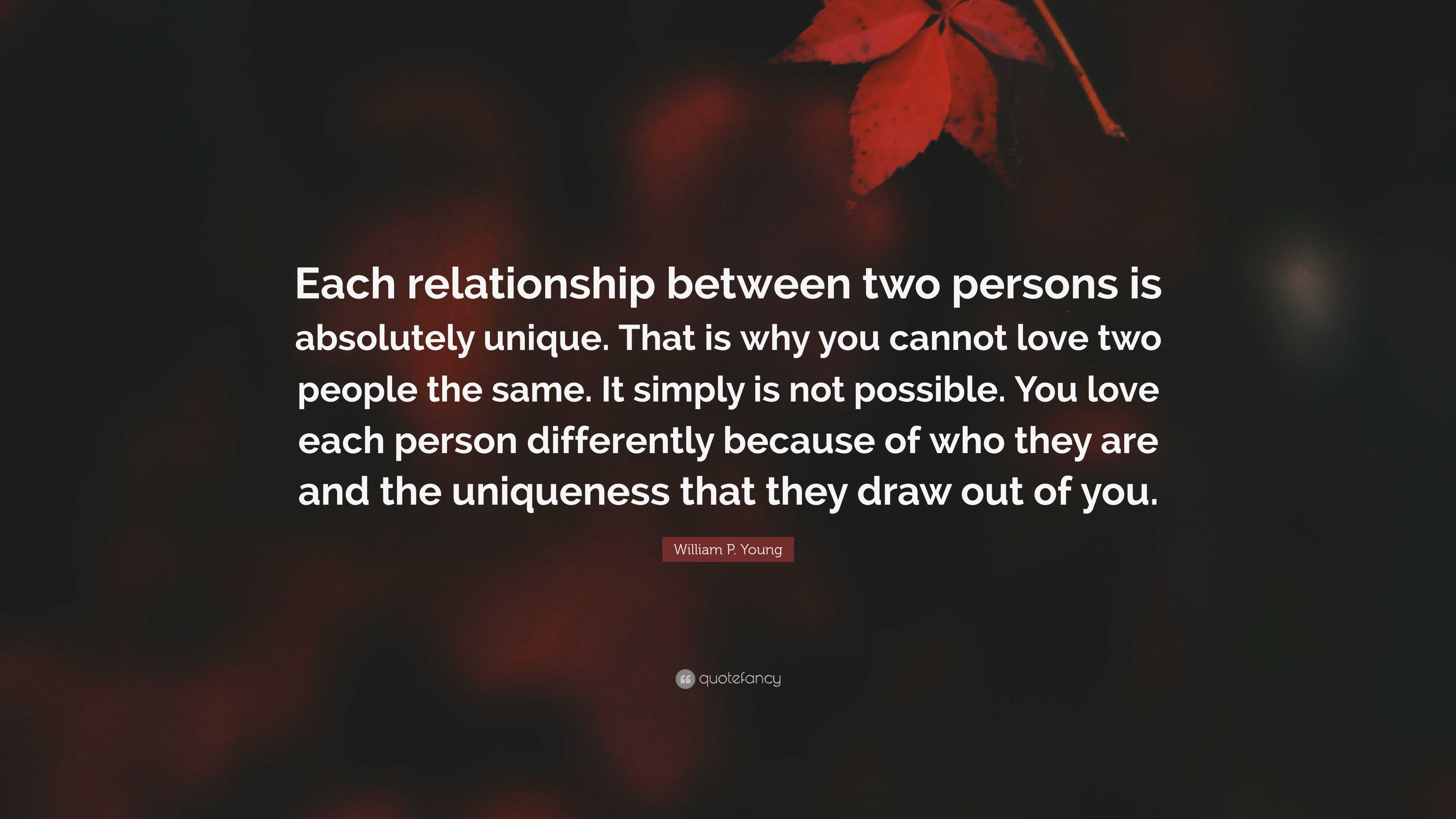 William P. Young Quote: “Each relationship between two persons is ...