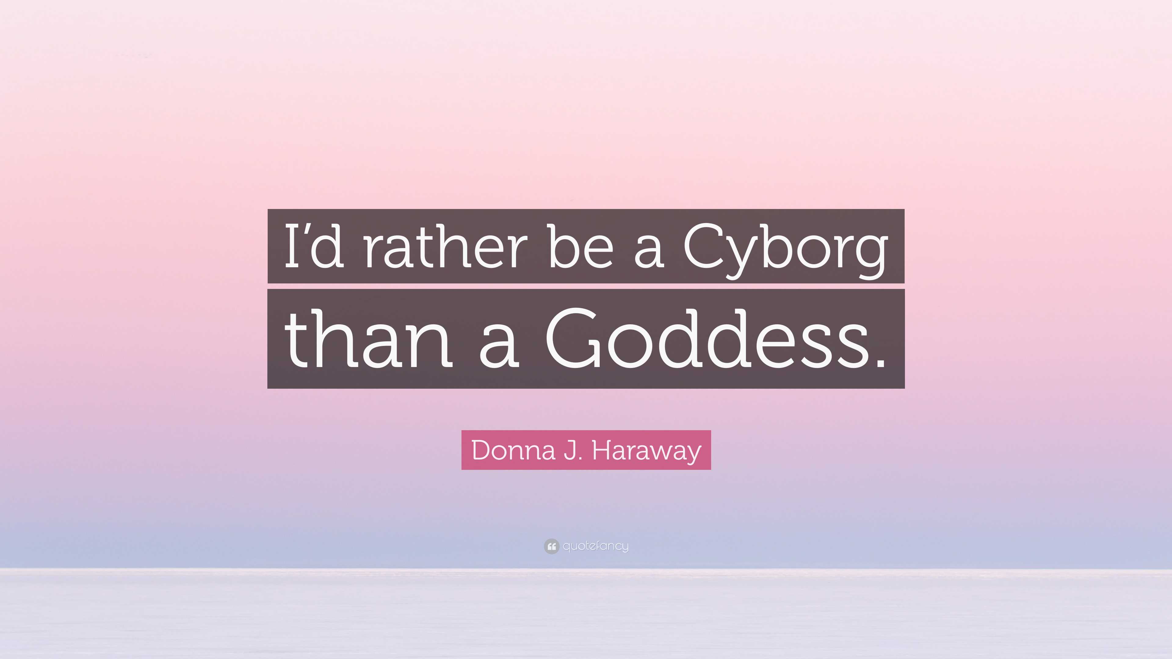 Donna J. Haraway Quote: “I’d rather be a Cyborg than a Goddess.”