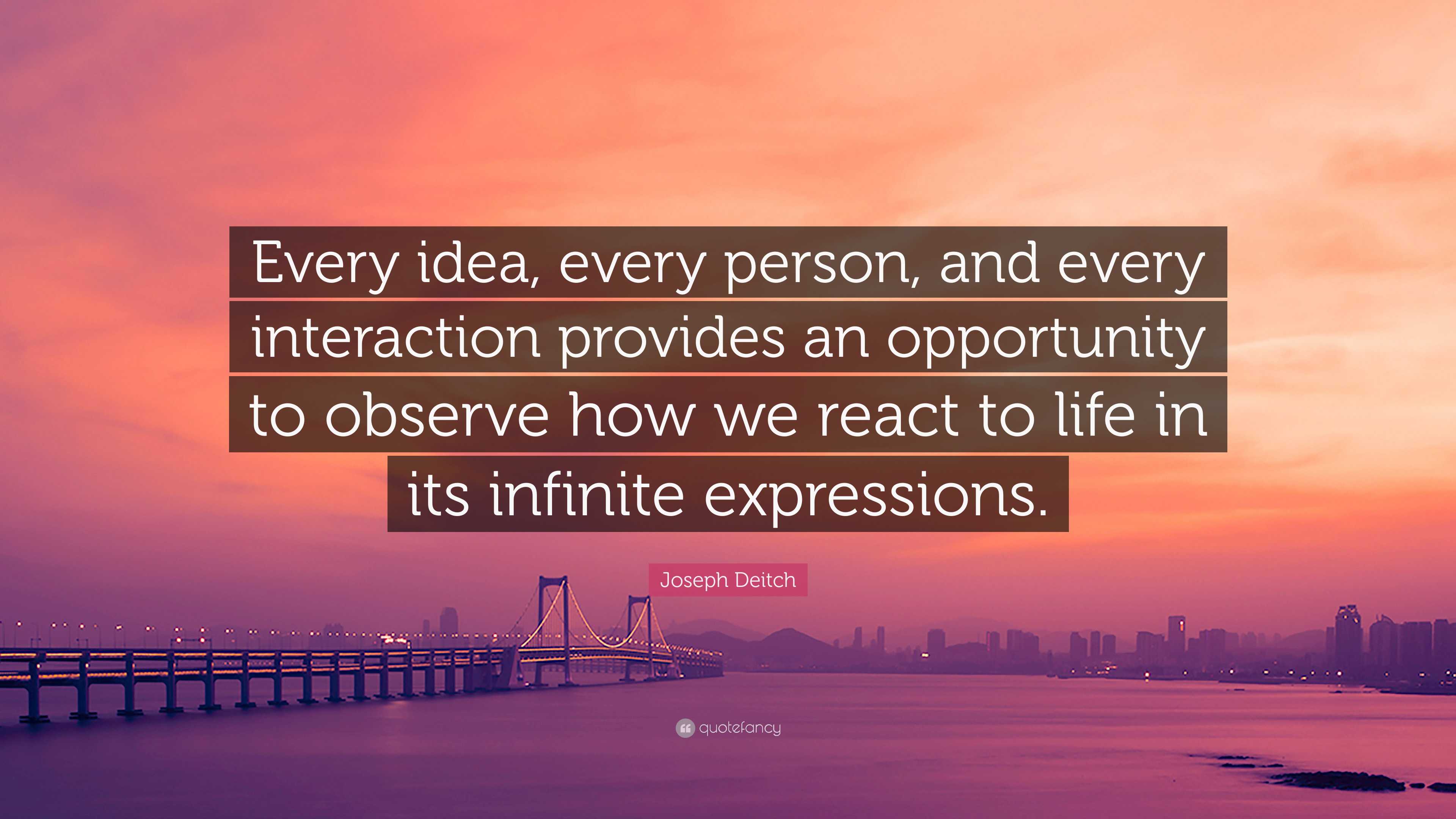 Joseph Deitch Quote: “Every idea, every person, and every interaction ...