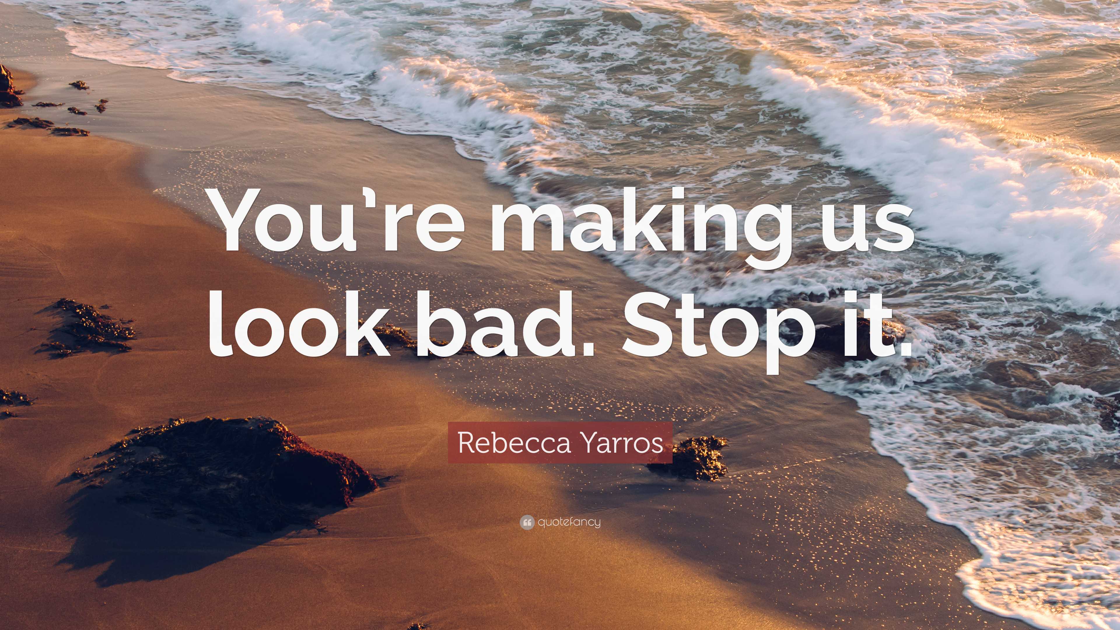 Rebecca Yarros Quote: “You’re making us look bad. Stop it.”