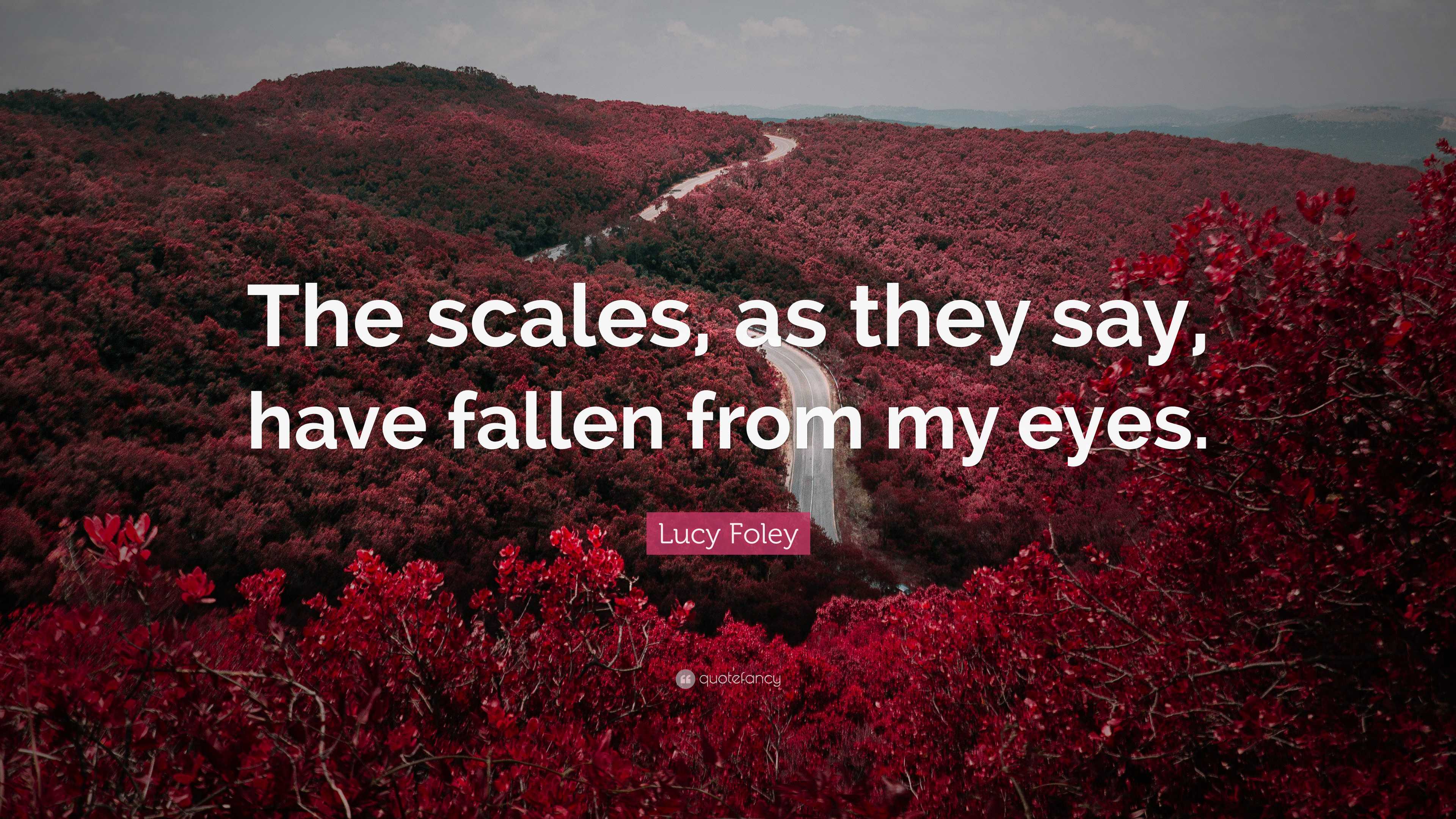 Lucy Foley Quote: “The scales, as they say, have fallen from my eyes.”