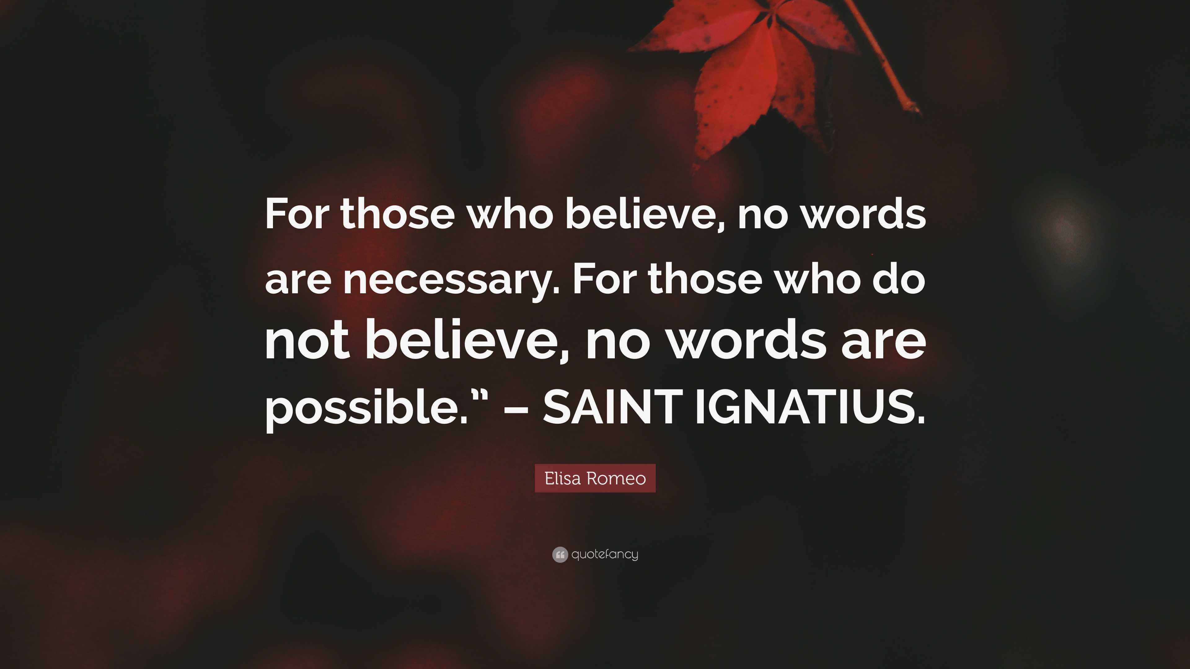 Elisa Romeo Quote: “For those who believe, no words are necessary. For ...
