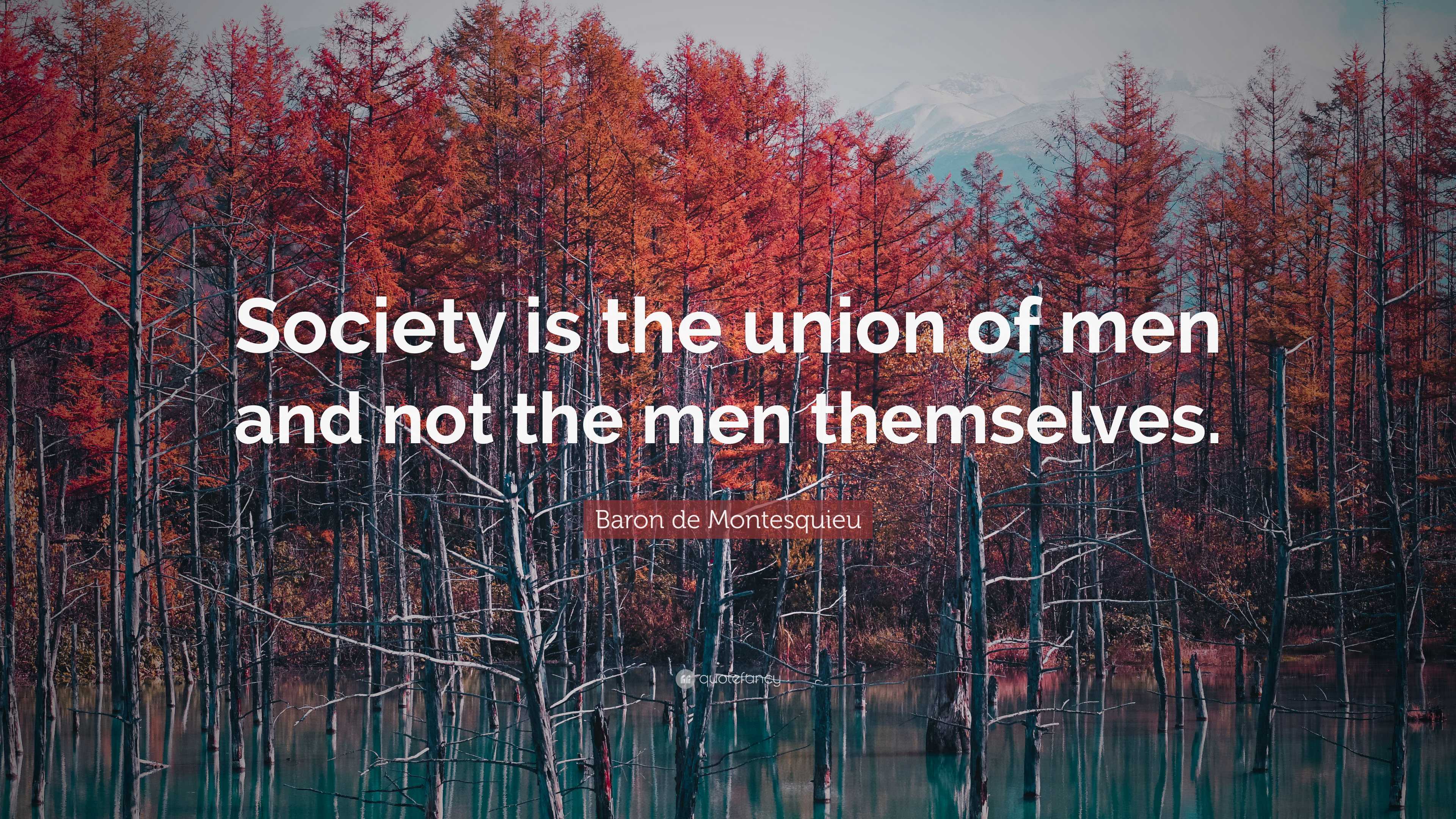 Baron de Montesquieu Quote: “Society is the union of men and not the ...