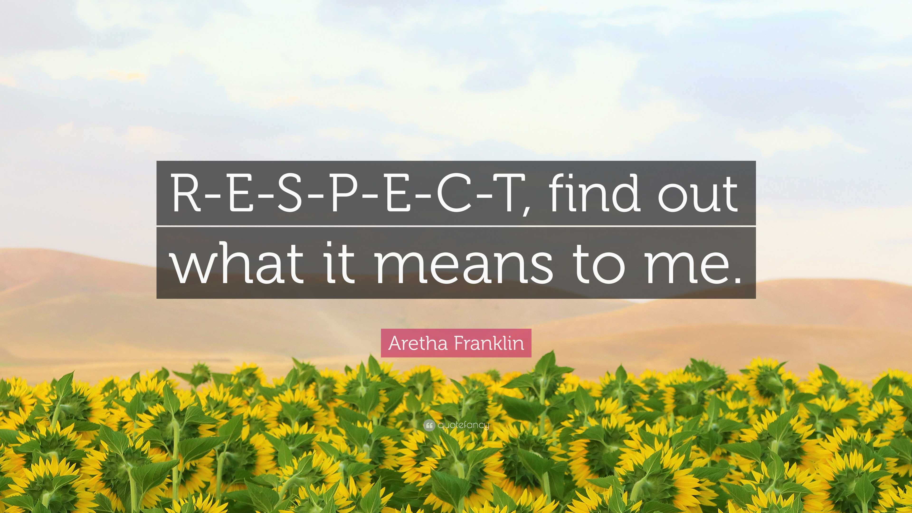 Aretha Franklin Quote: “R-E-S-P-E-C-T, find out what it means to me.”