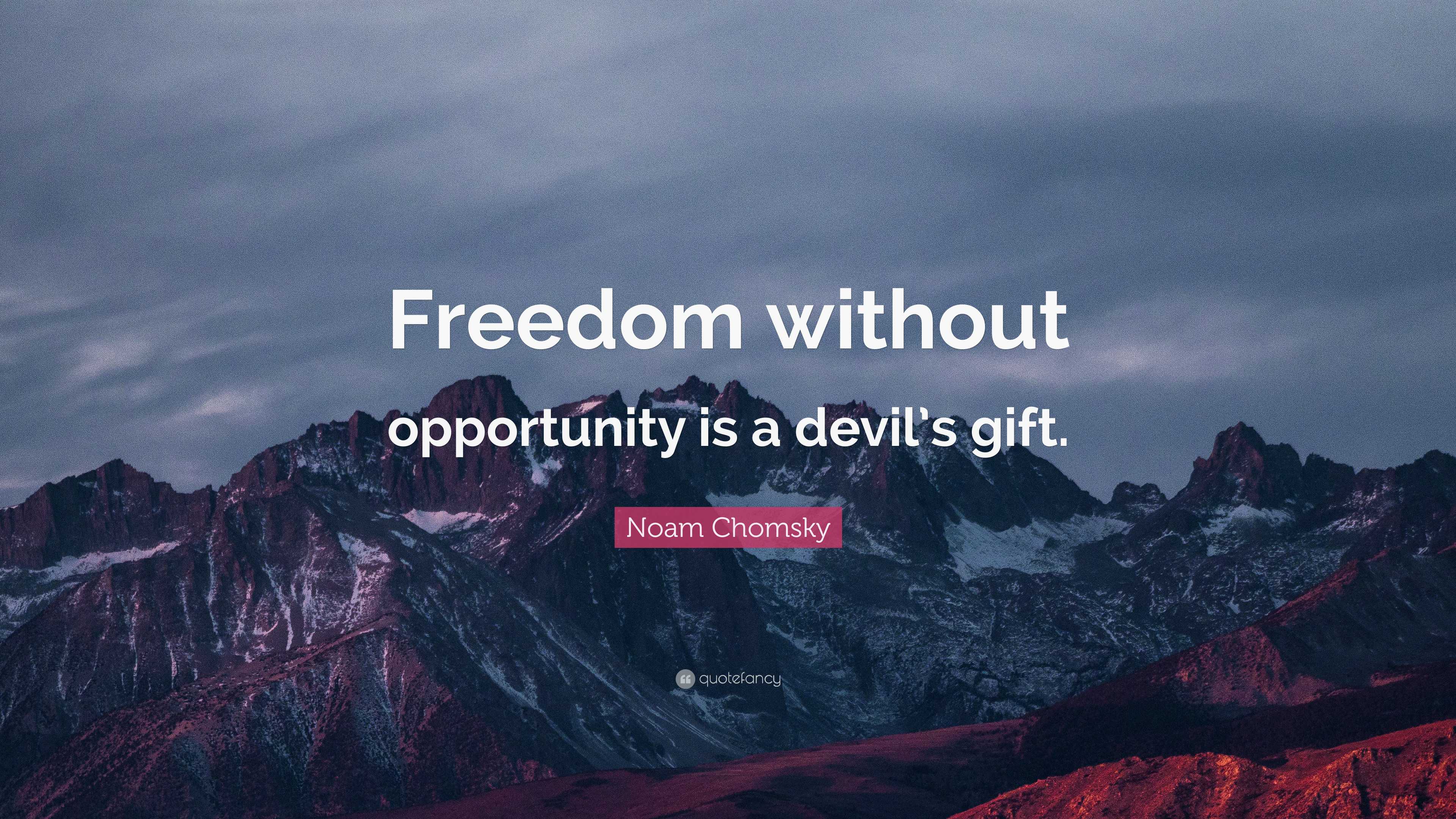 Noam Chomsky Quote: “Freedom without opportunity is a devil’s gift.”