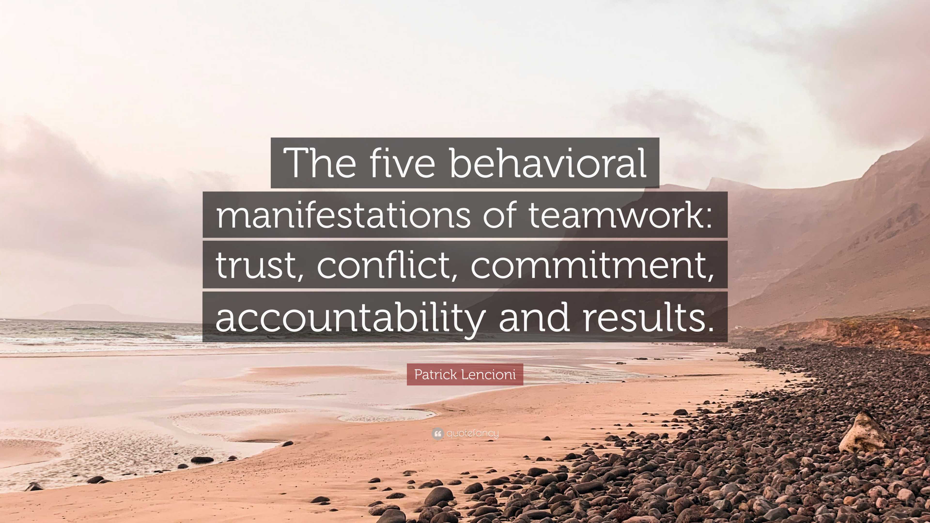 Patrick Lencioni Quote: “The five behavioral manifestations of teamwork ...