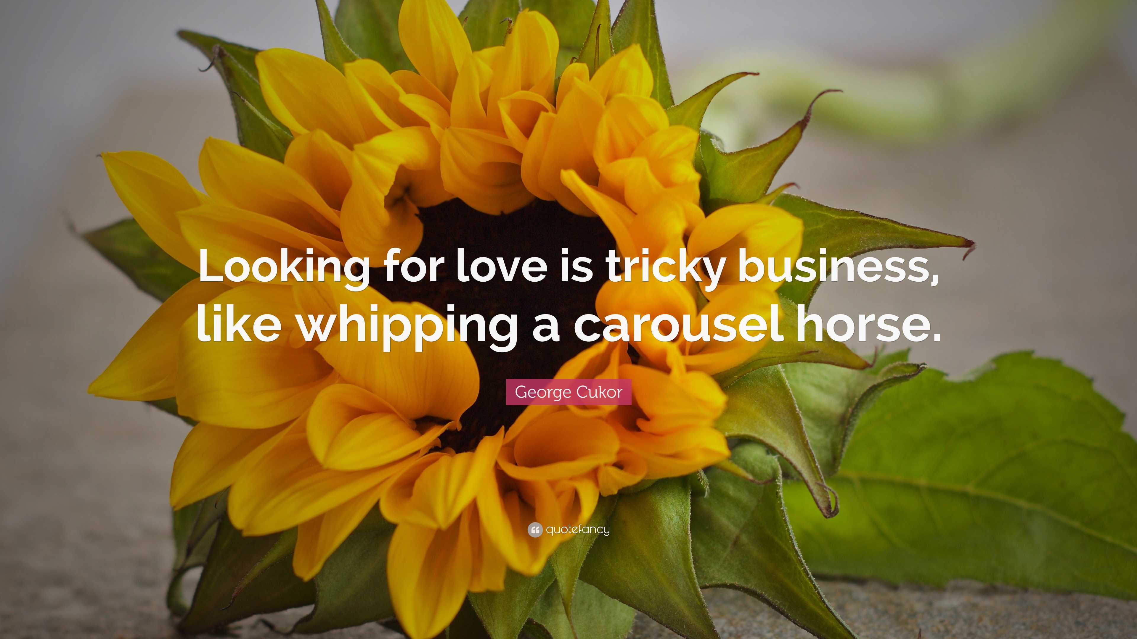 George Cukor Quote: “Looking for love is tricky business, like whipping ...