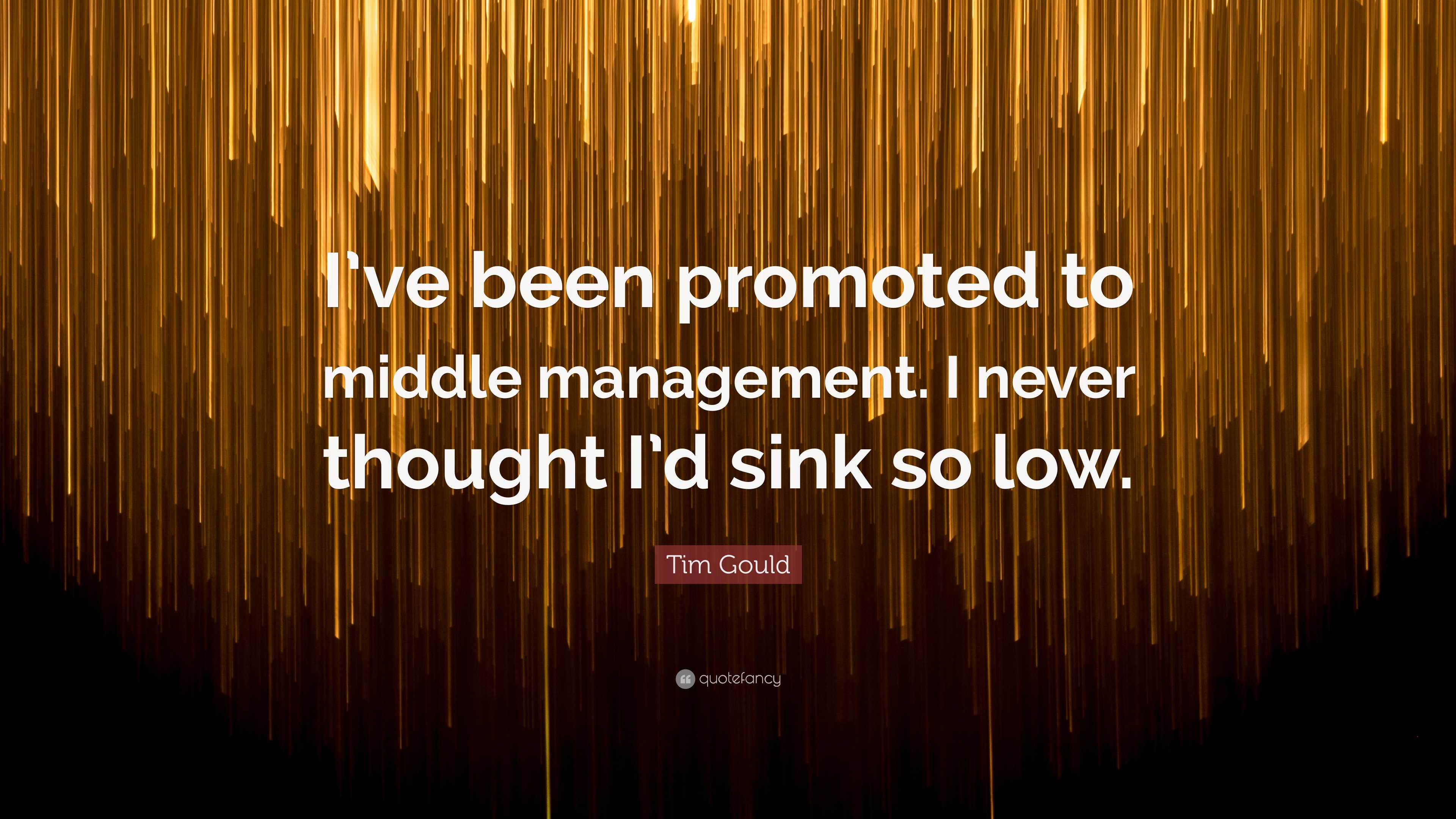 Tim Gould Quote: “I’ve been promoted to middle management. I never ...