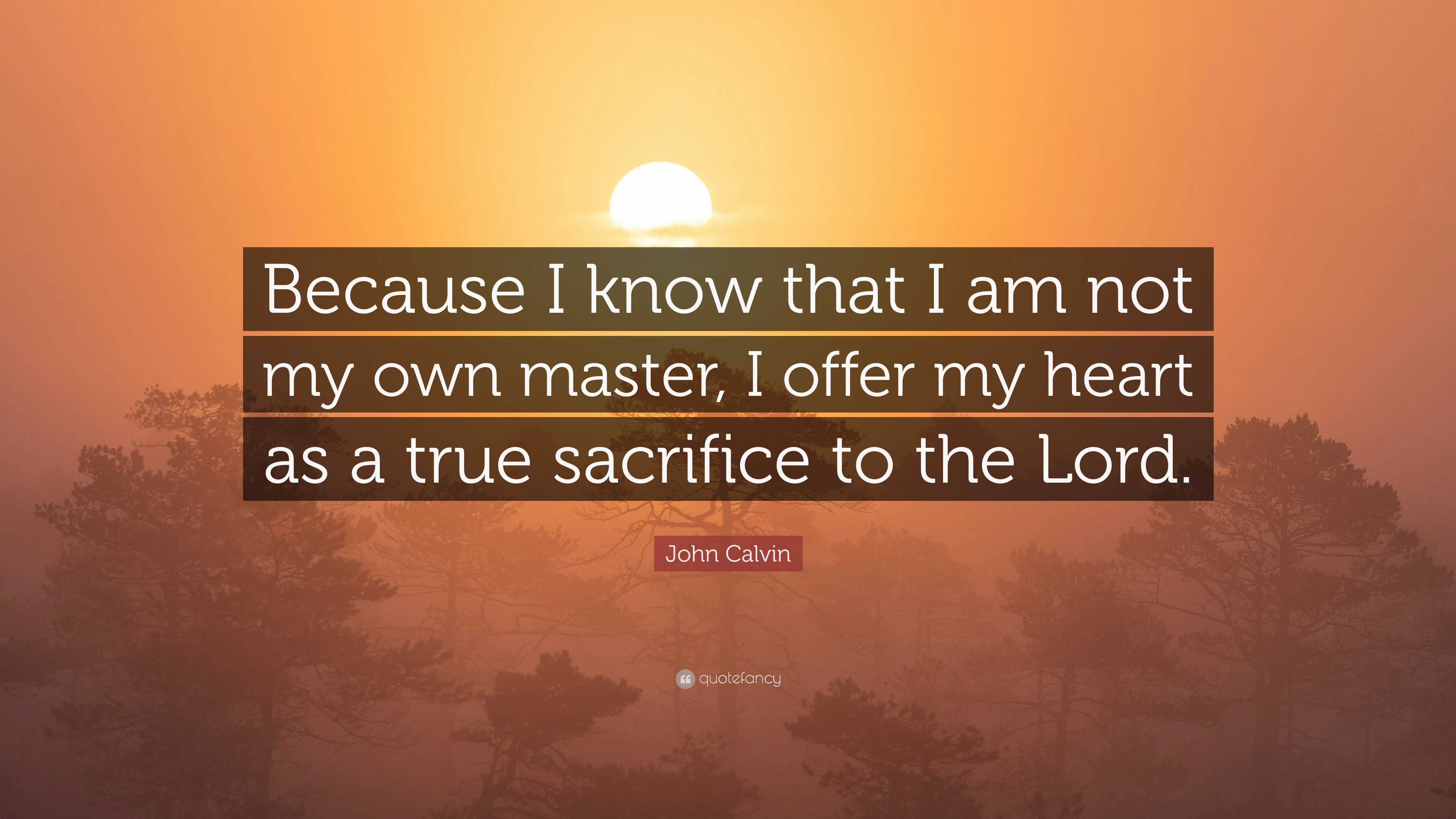 John Calvin Quote: “Because I know that I am not my own master, I offer ...