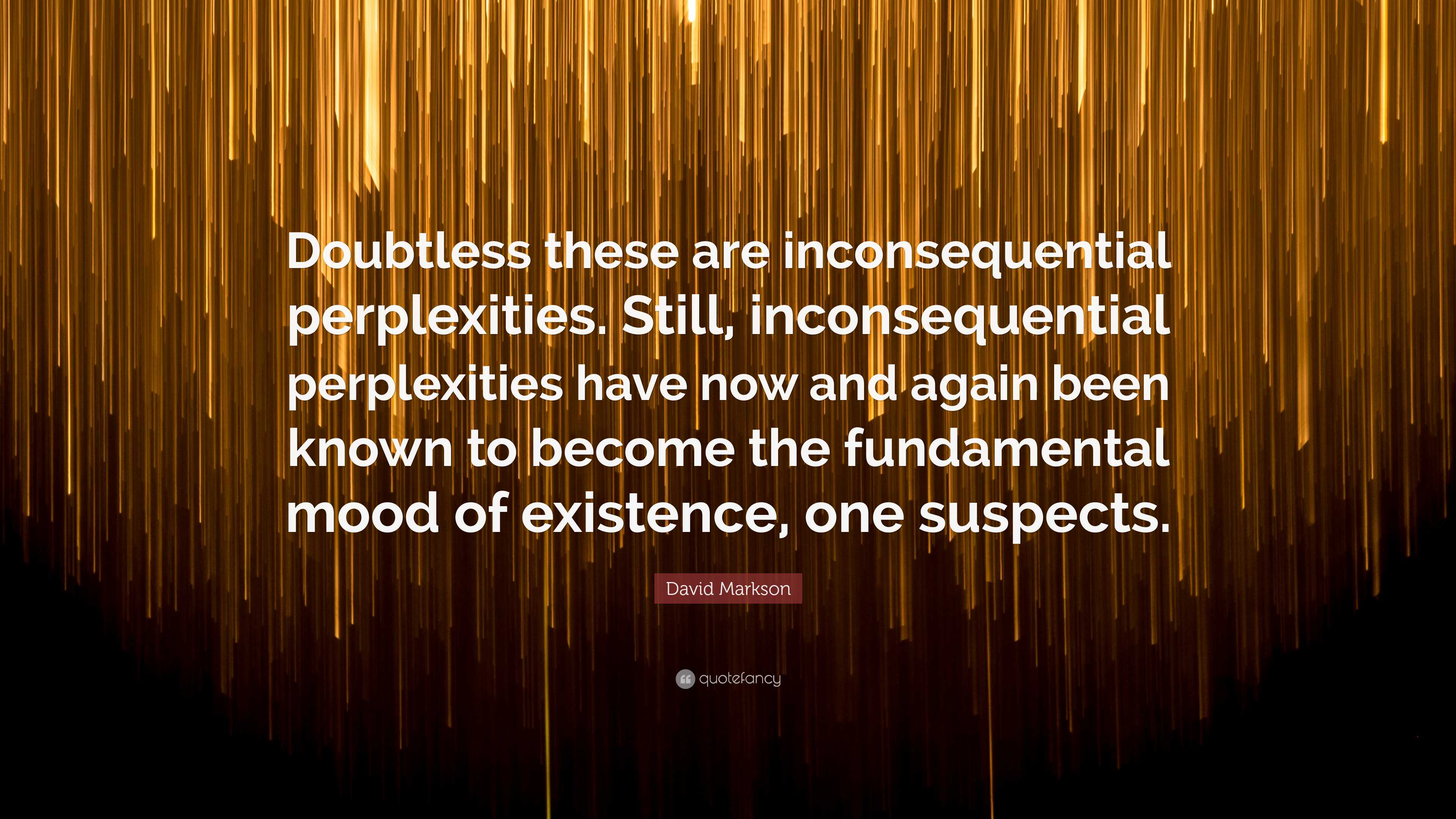 David Markson Quote: “Doubtless these are inconsequential perplexities ...