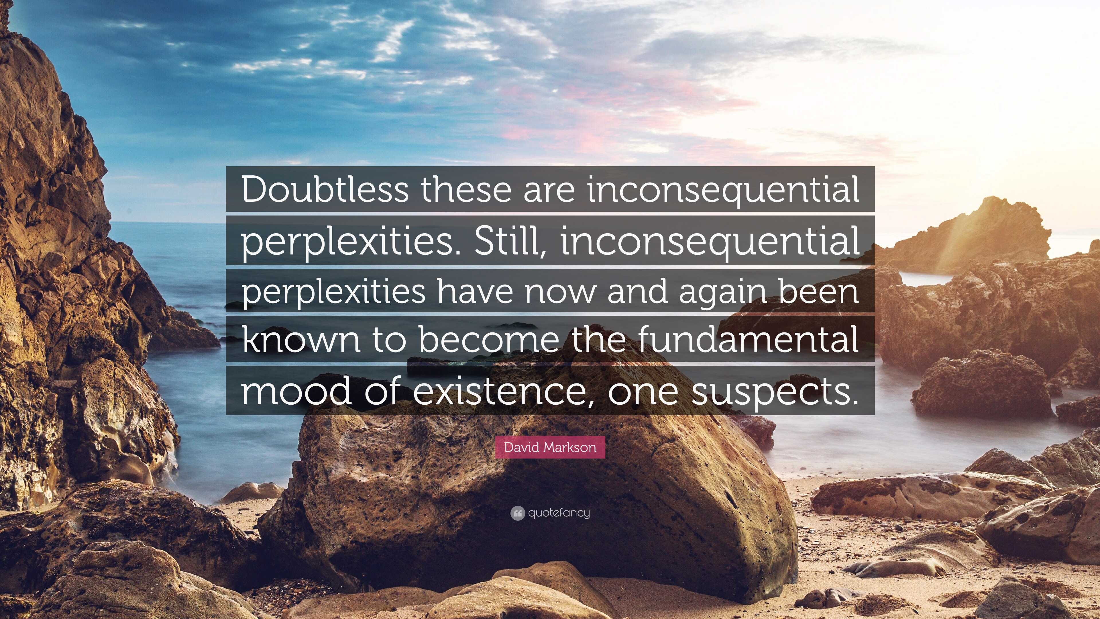 David Markson Quote: “Doubtless these are inconsequential perplexities ...