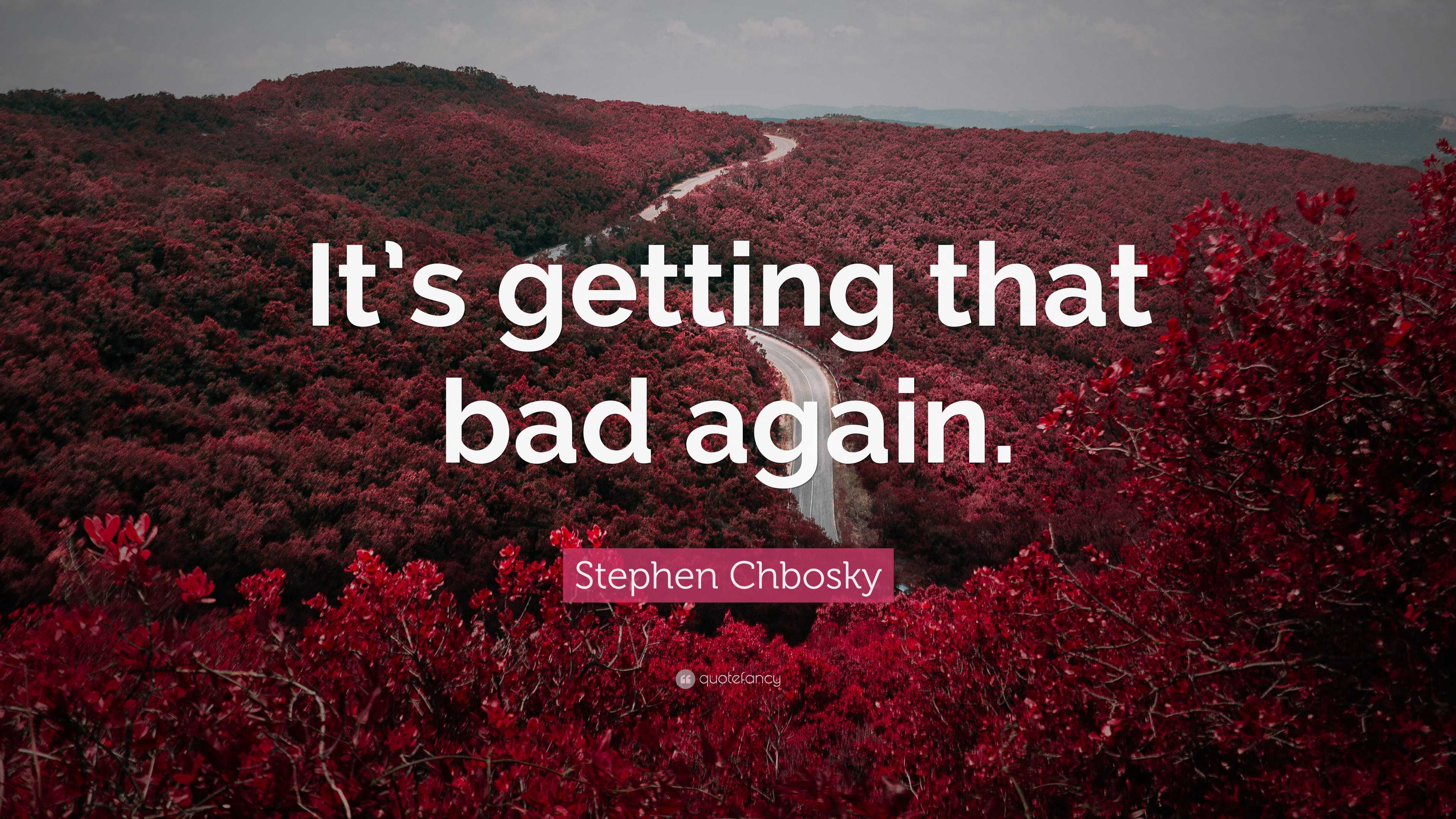 Stephen Chbosky Quote: “It’s getting that bad again.”