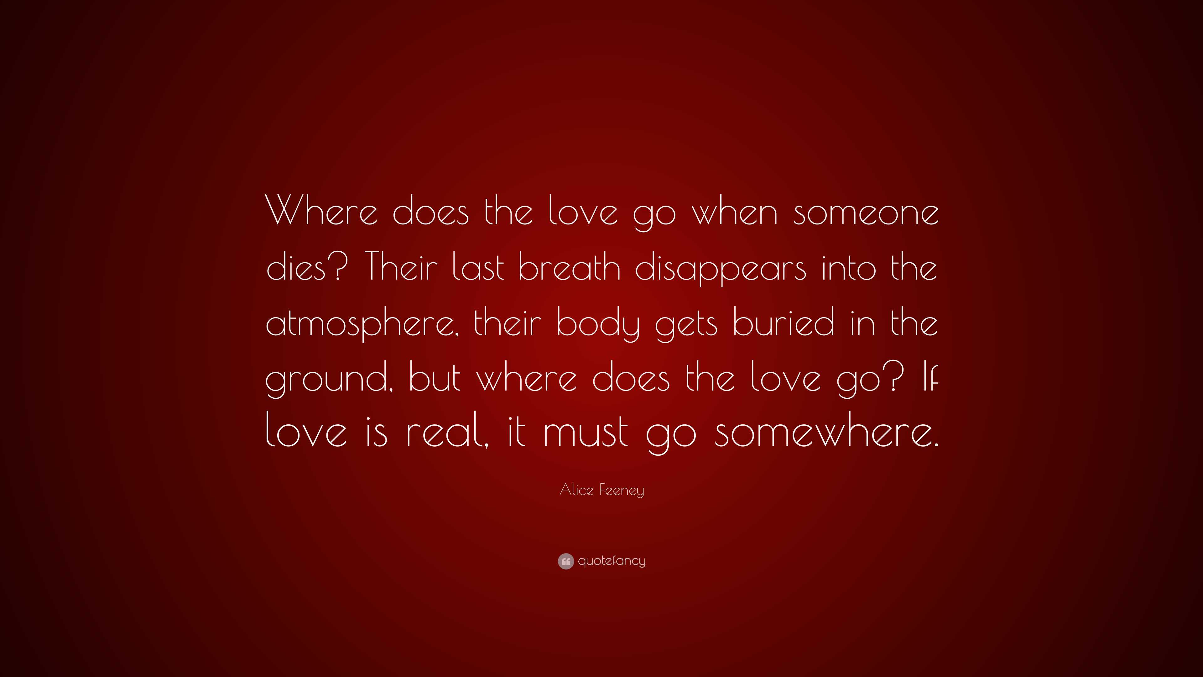 Alice Feeney Quote: “Where does the love go when someone dies? Their ...