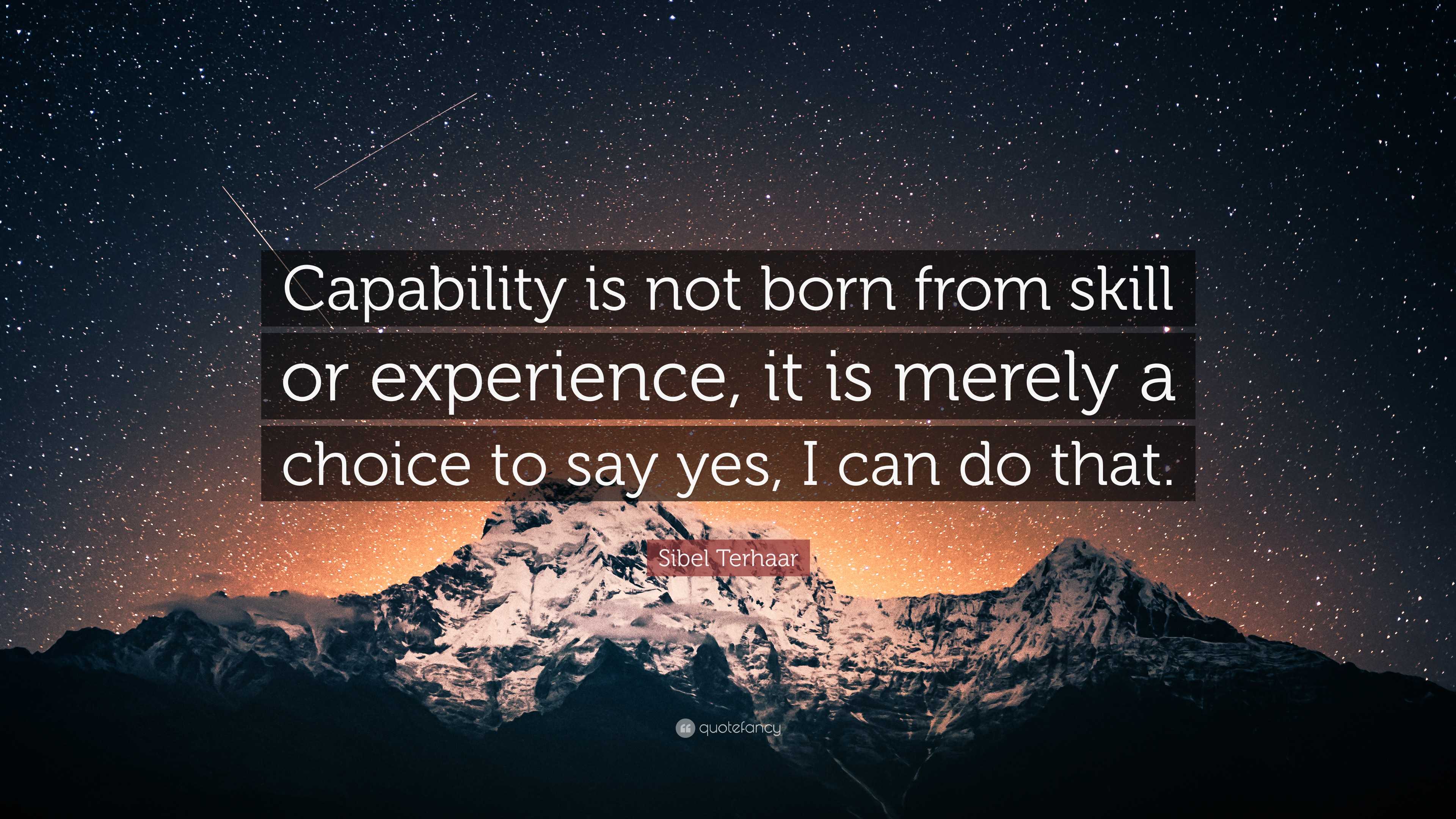 Sibel Terhaar Quote: “Capability is not born from skill or experience ...