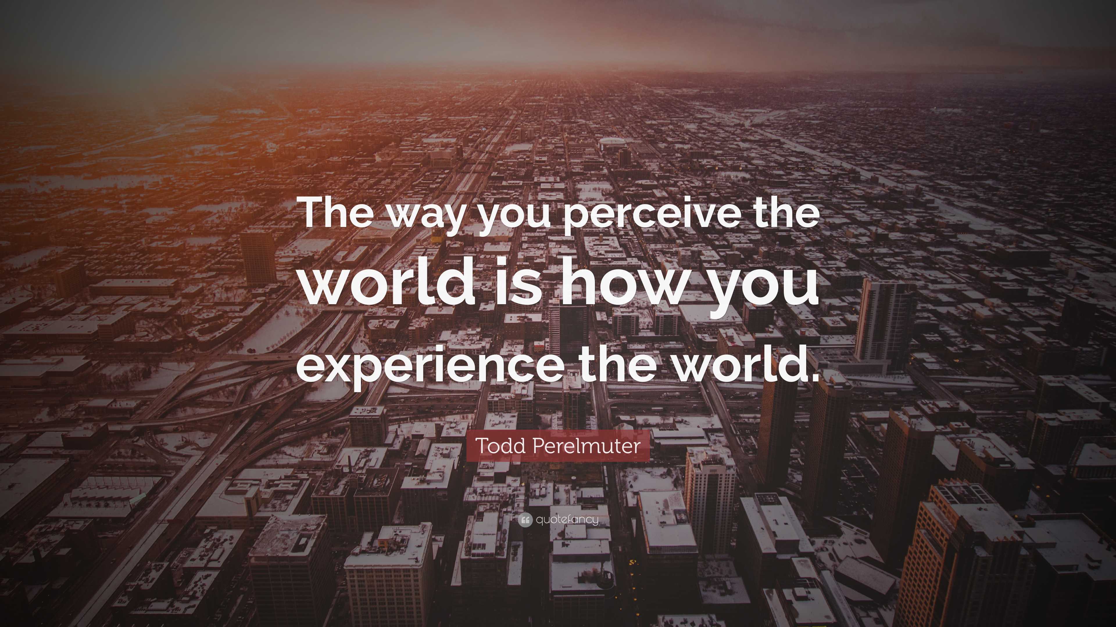 Todd Perelmuter Quote: “The way you perceive the world is how you ...