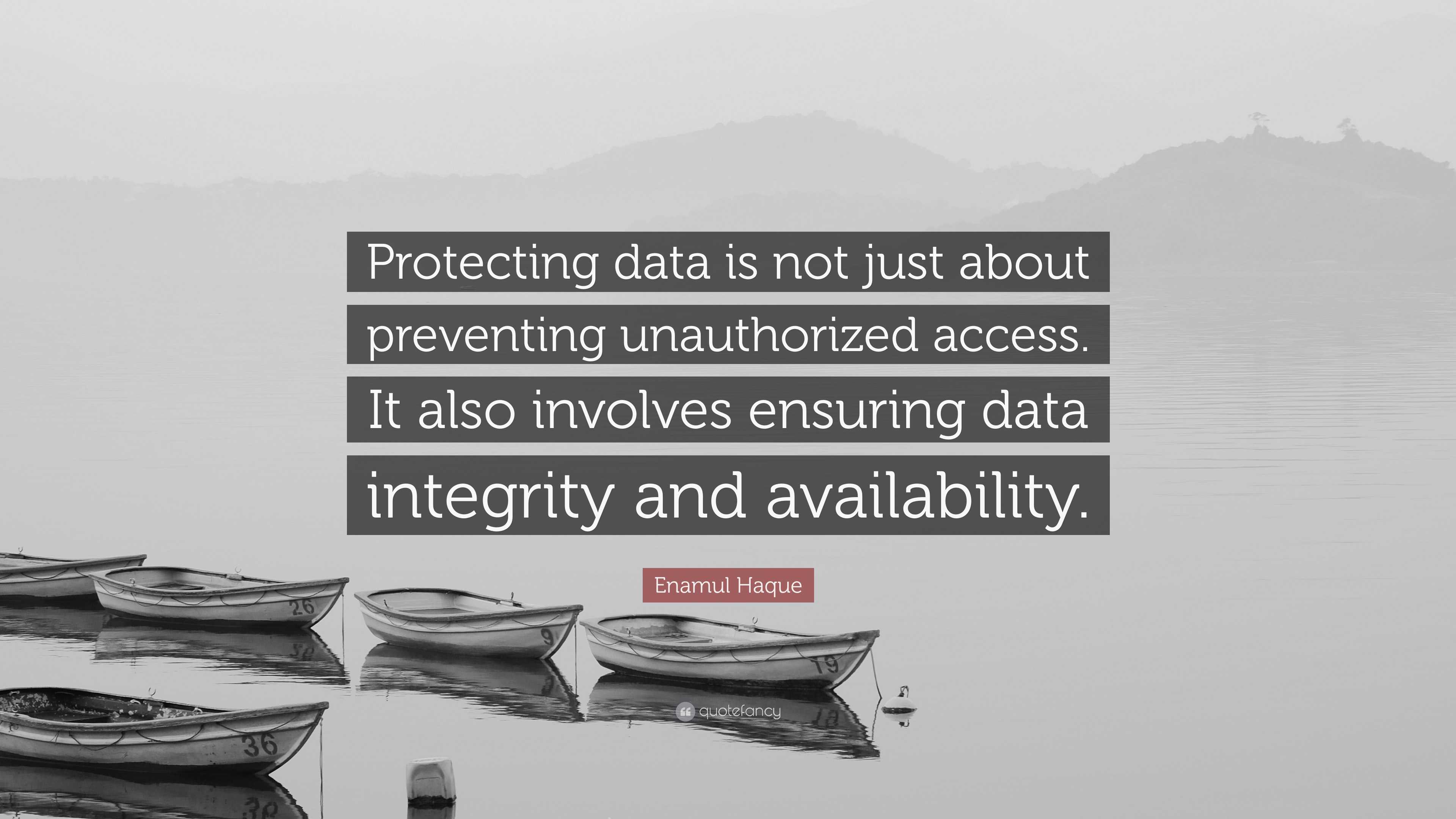 Enamul Haque Quote: “Protecting data is not just about preventing unauthorized access. It also ...